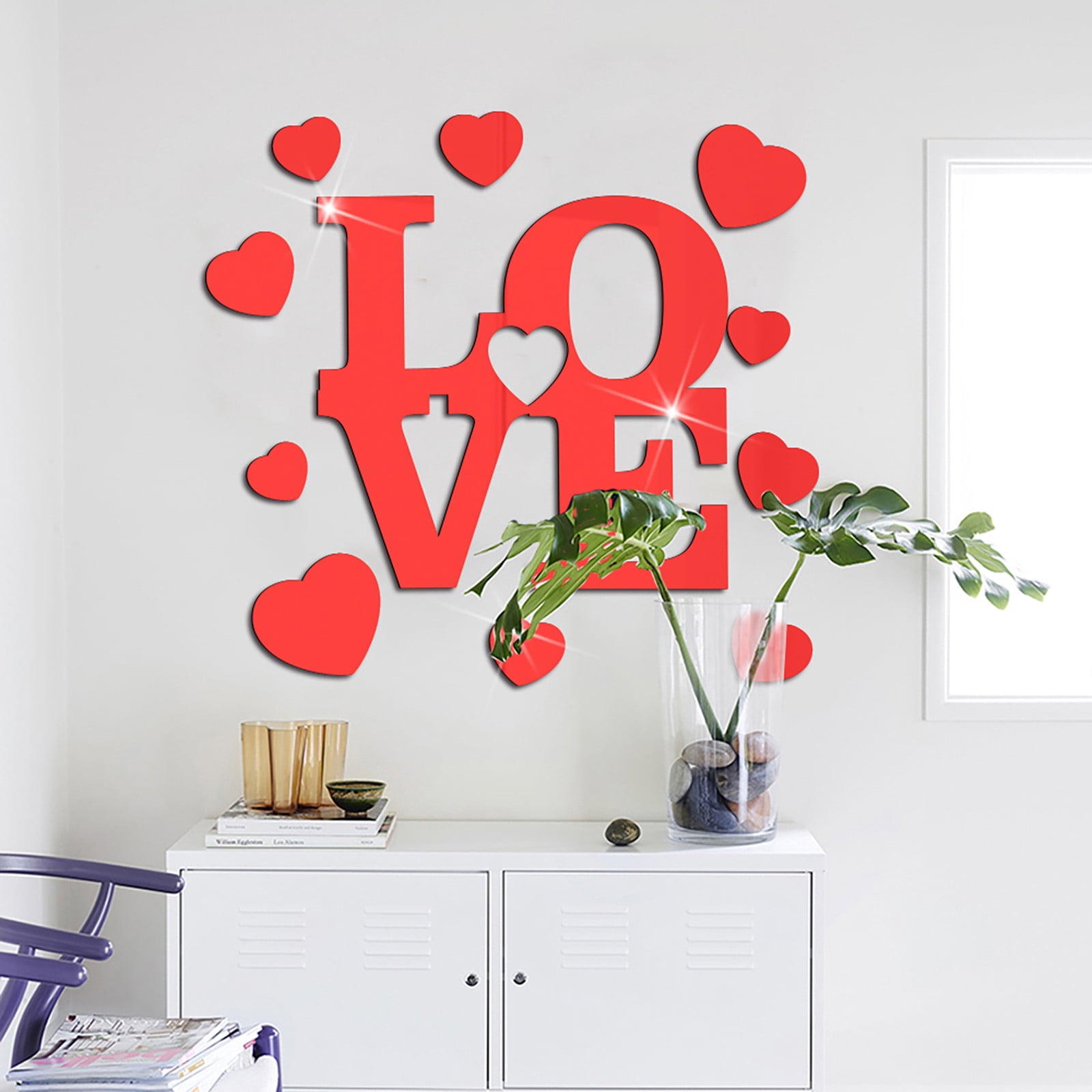 Wovilon Valentine Stickers, Love Heart Stickers Cute Puffy Stickers ...