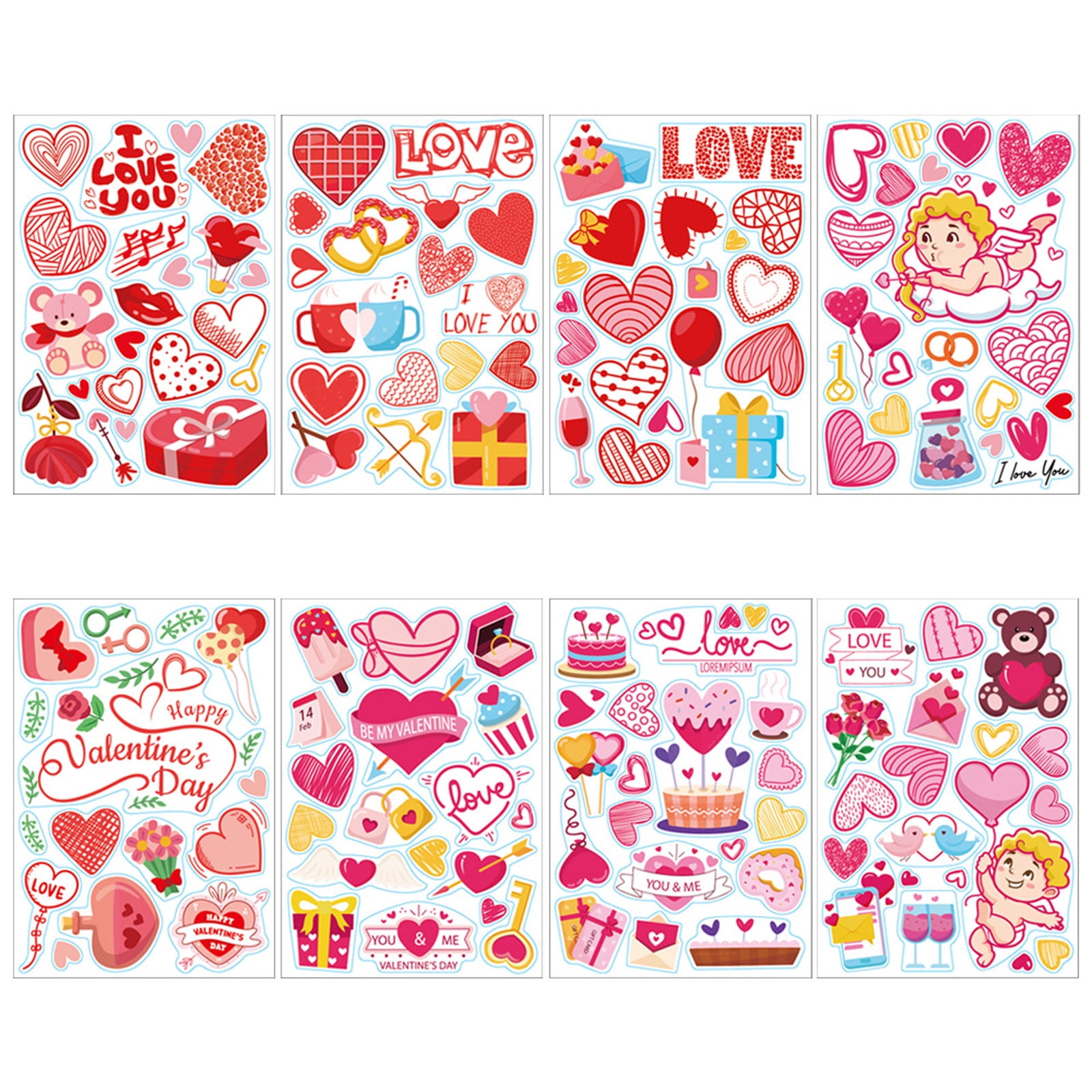 Wovilon Valentine's Day Window Stickers 148pcs/set Of Non-adhesive ...