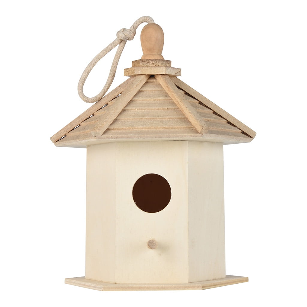 Wovilon Wooden Bird House, Outdoor Bird Box for Finch Bluebird ...