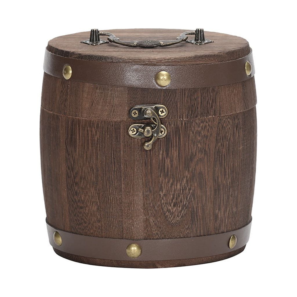 Wovilon Wooden Barrel Canister Storage Caddy For Tea Leaf Flour Coffee ...