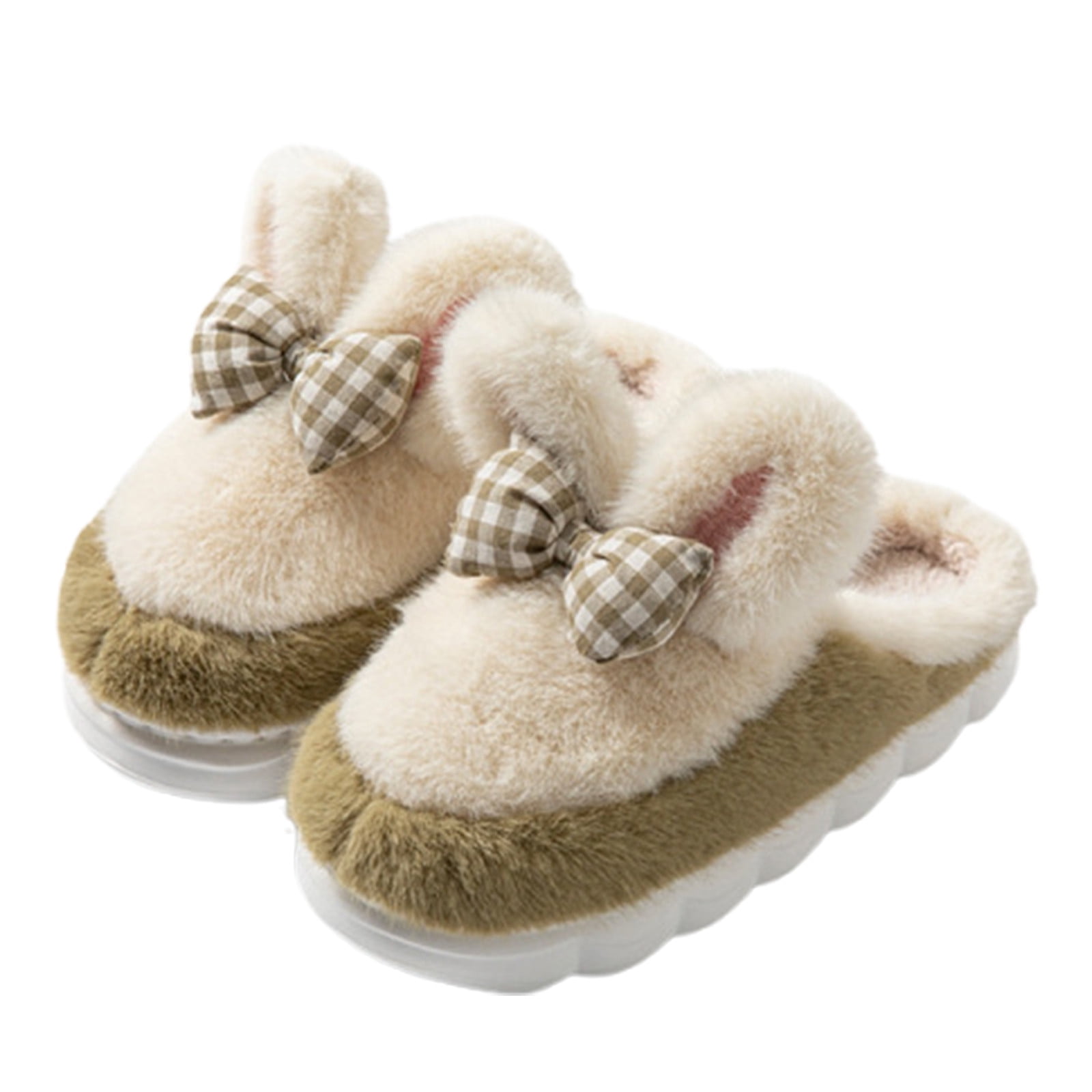 Wovix Cute Bow Slippers for Women Fuzzy Fluffy Cozy Solid Color Basic ...