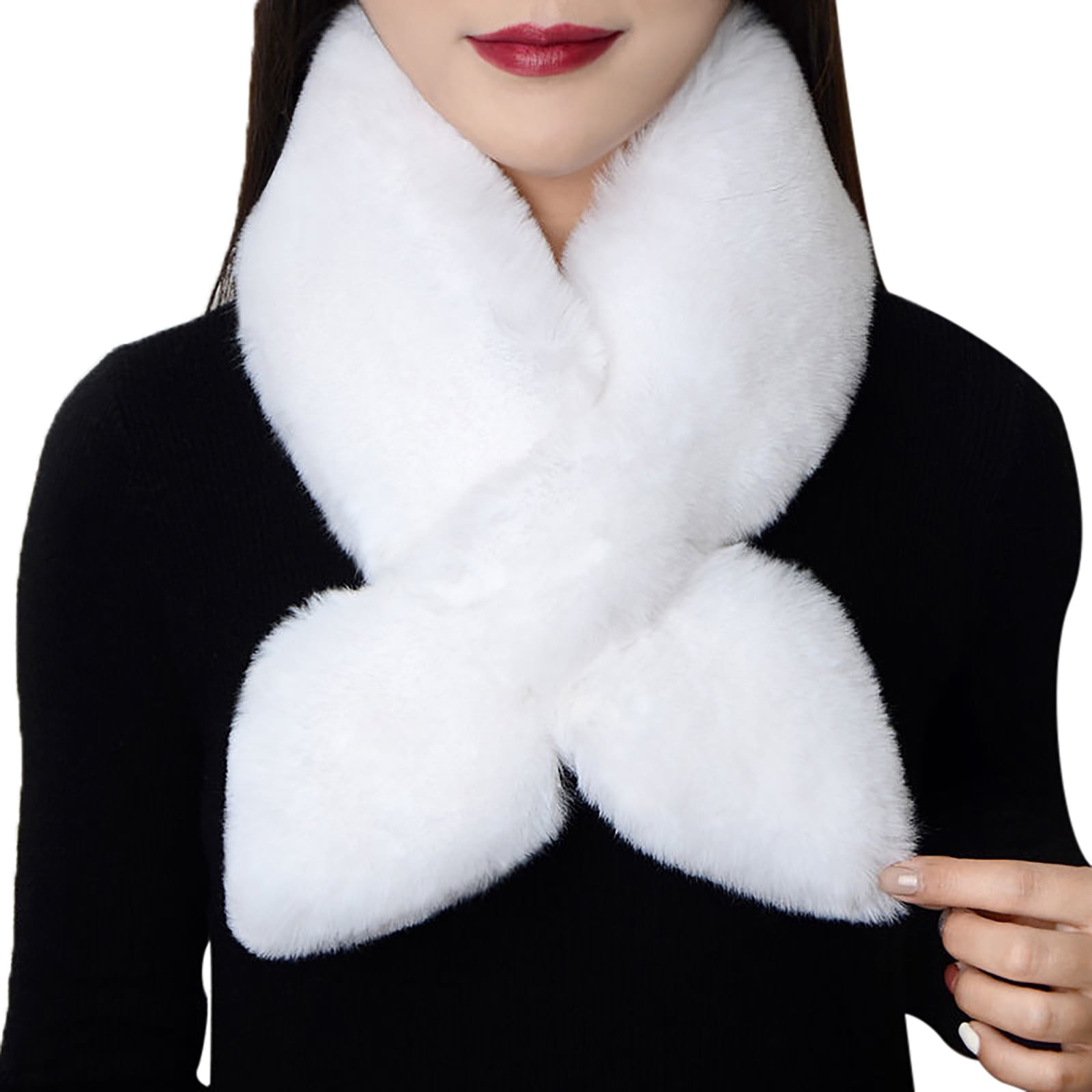 Wovix Fuzzy Super Soft Pull-Through Women's Winter Collar Scarf Neck ...