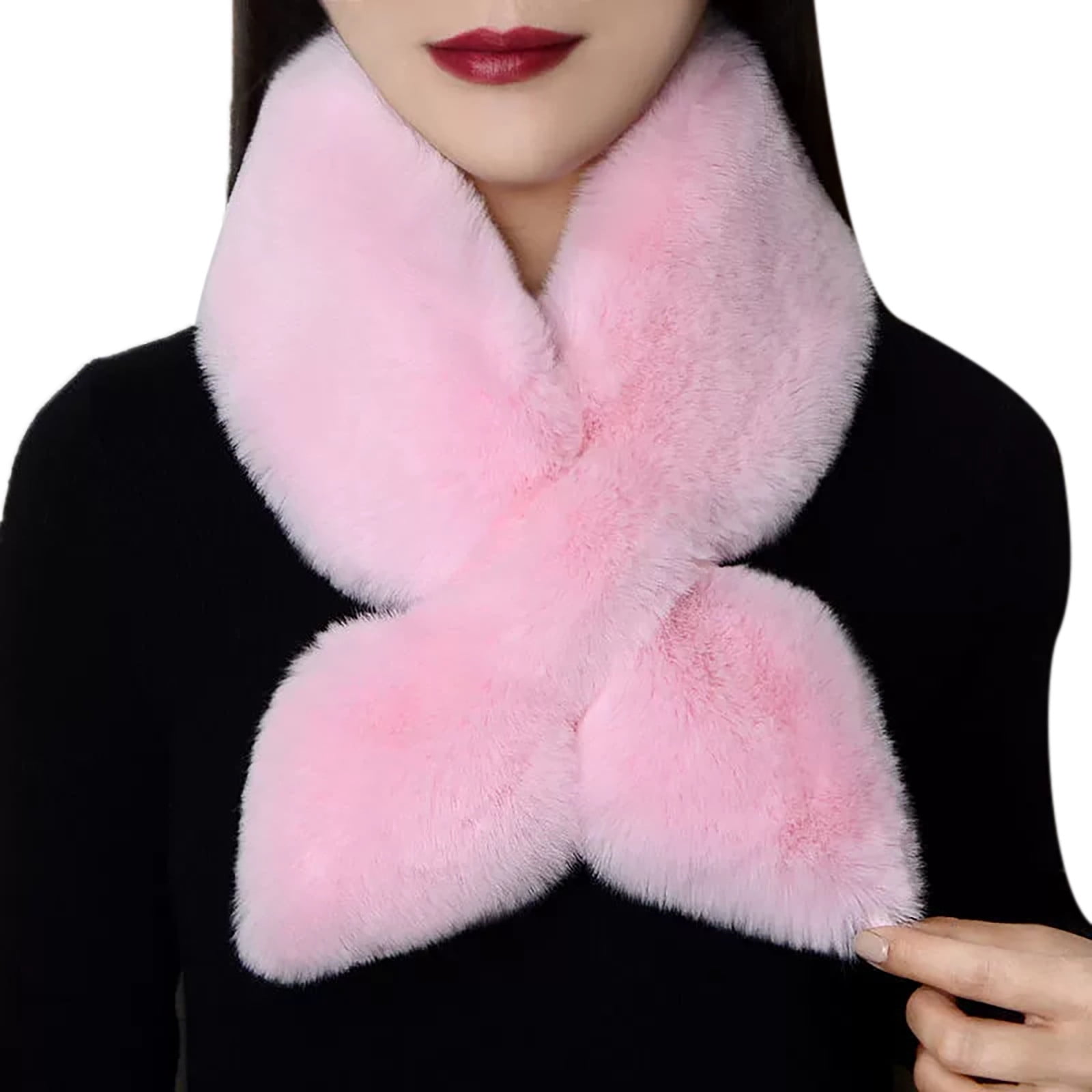 Wovix Fuzzy Super Soft Pull-Through Women's Winter Collar Scarf Neck ...