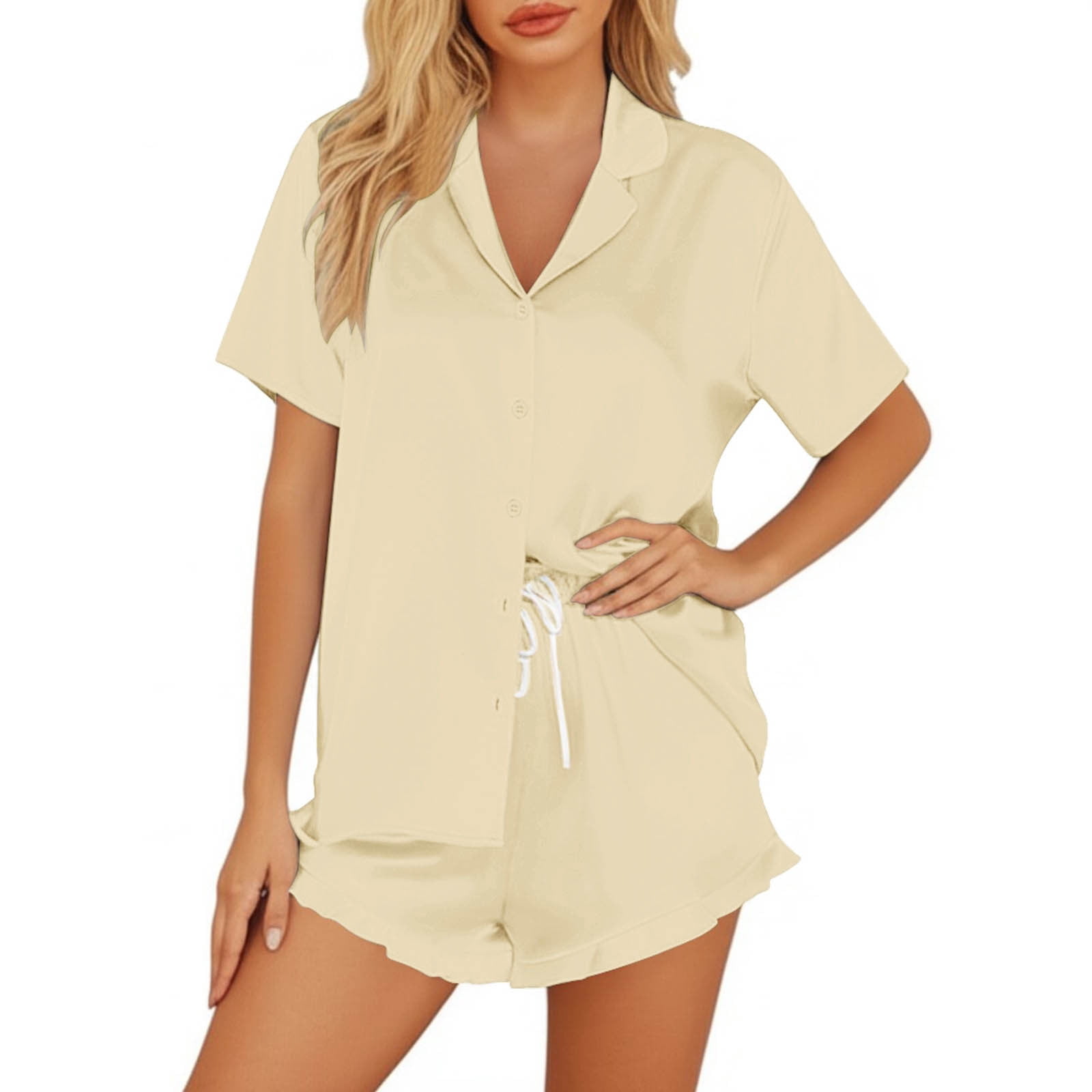 Wovix Halloween Pajamas For Women Set Fall Pjs 2 Piece Solid Button ...