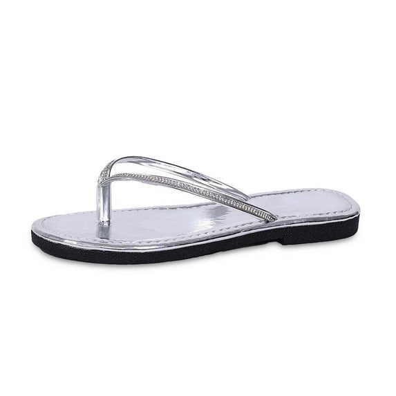 Wovix Slippers For Women Summer Flat Fashion Solid Rhinestone Slippers ...