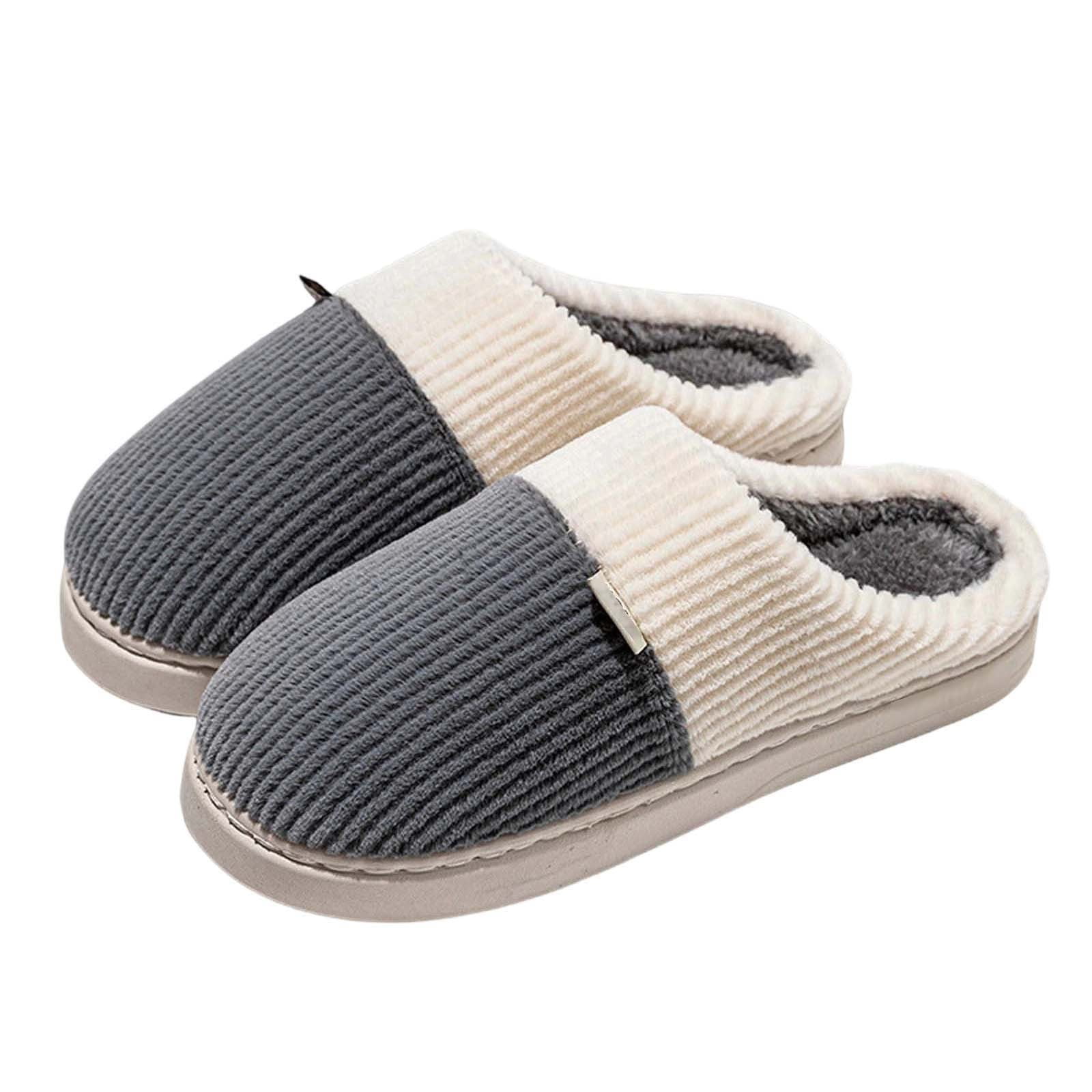 Wovix Women Cozy Winter Couple Slippers Indoor Outdoor Fleece Lined ...