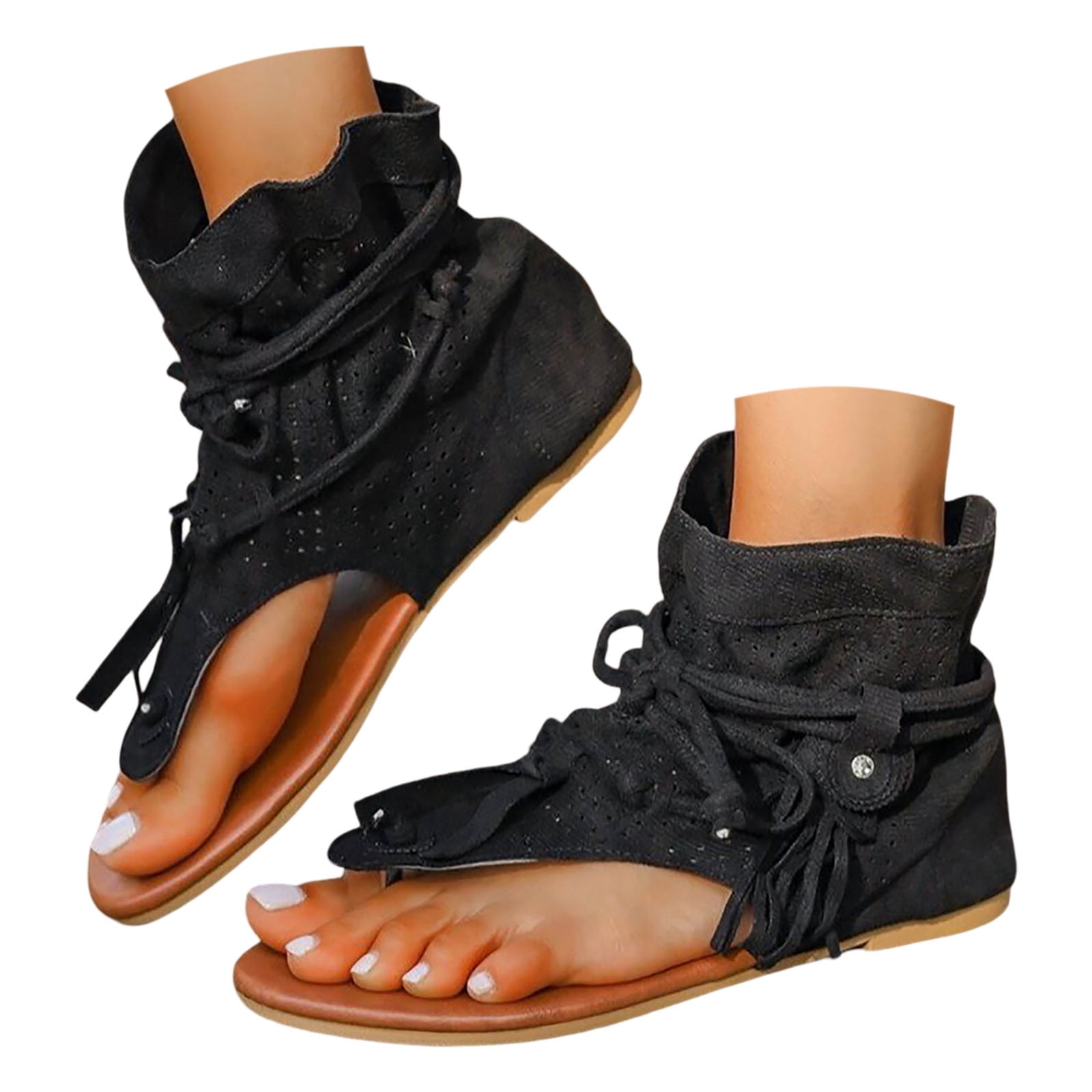 Wovix Women Trendy Sandals Tassel Gladiator Flip Flops Sandals Retro ...