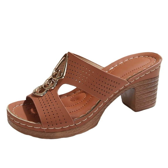 Wovix Women Trendy Sandals Trendy Classic Chunky Heel Ankle Strap Low ...