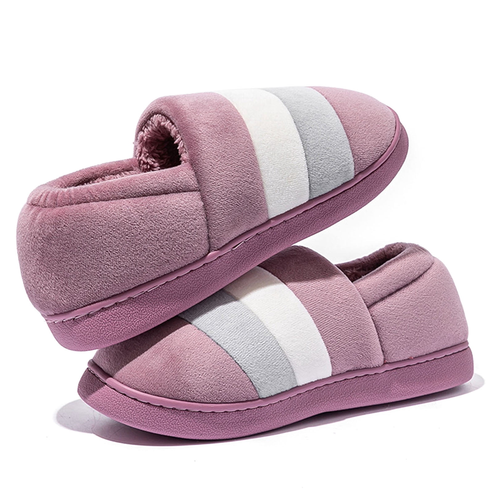 Wovix Women's Color Block Slippers House Shoes Home Indoor Bedroom Cute ...