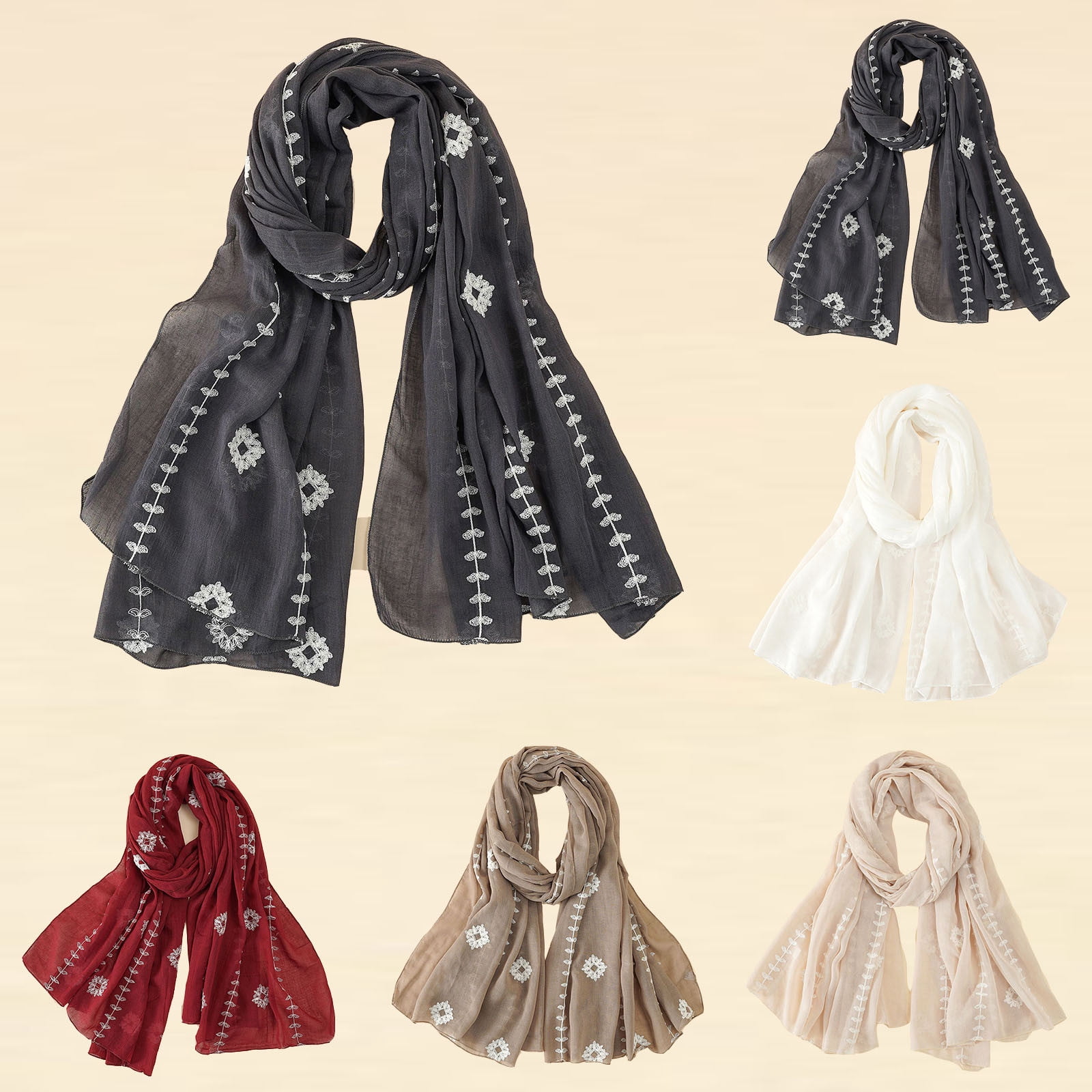 Wovix Women's Cotton Scarves Lady Lightweight Soft Fashion Solid Scarf ...
