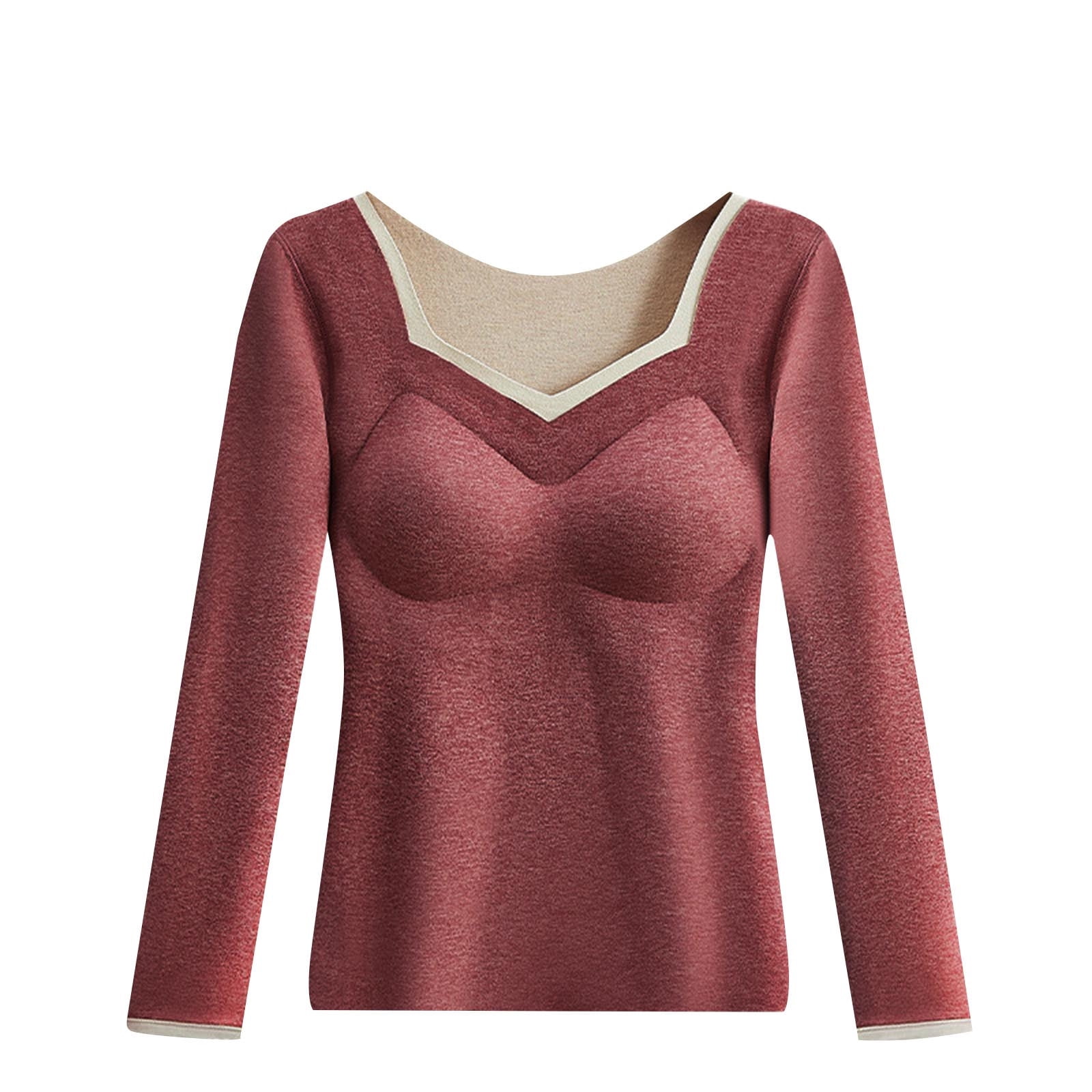 Wovix Women's Long Sleeve Thermal Base Layer Solid Color Pullover Long ...