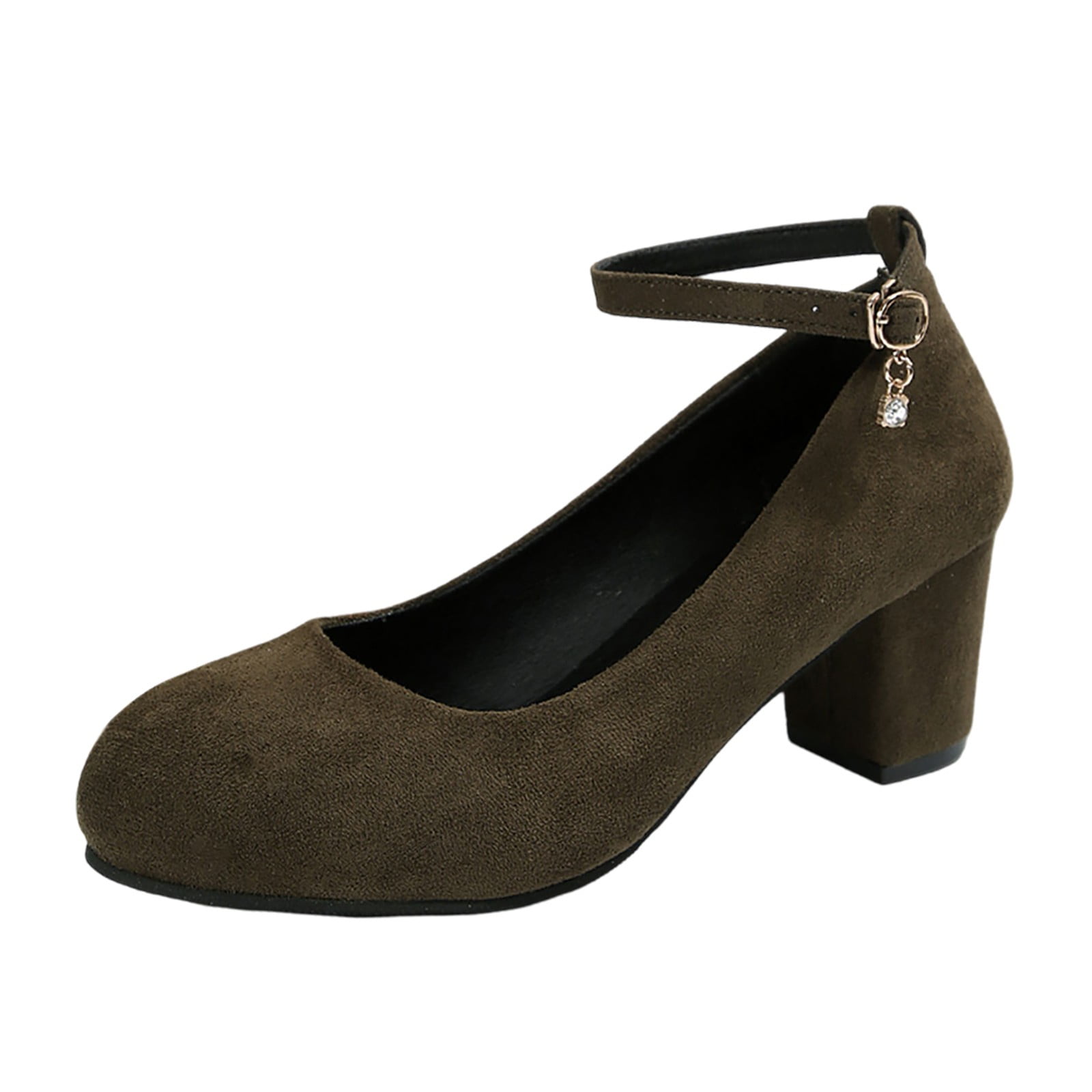 Wovix Women's Mary Jane Heels Closed Toe Chunky Heel Round Toe Block ...