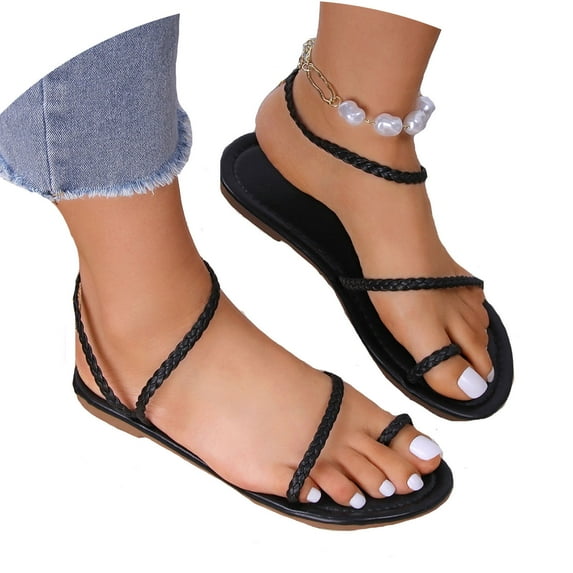 Wovix Women's Sandals Flat Sandals Dressy Strappy Ankle Strap Open Toe ...