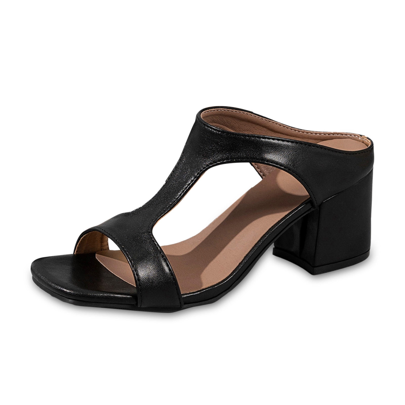 Wovix Womens Berkley Mid Sandal Heeled Sandals Shoes Square Peep Toe ...