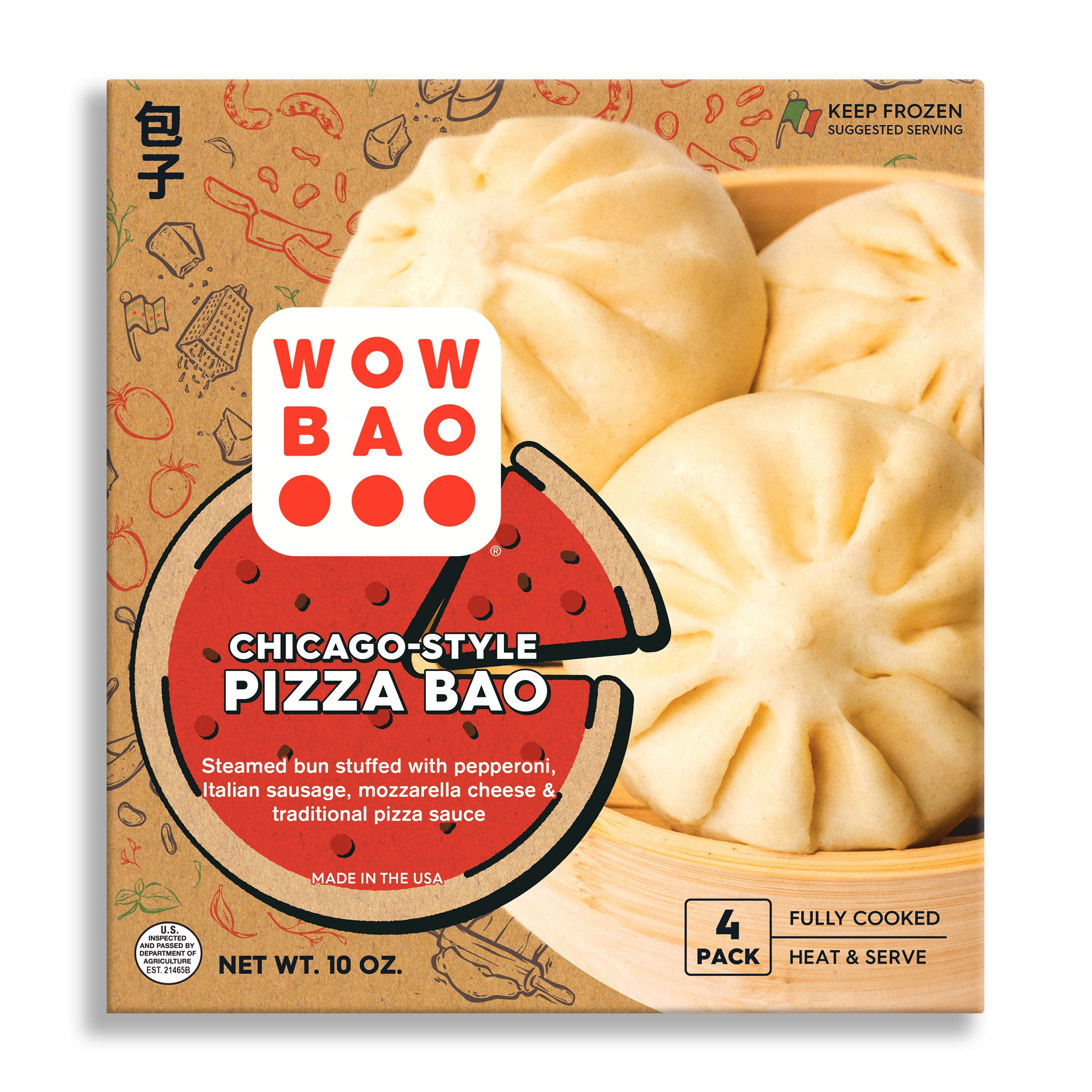 Wow Bao Sausage and Pepperoni Pizza Bao, 4 Count, Frozen - Walmart.com