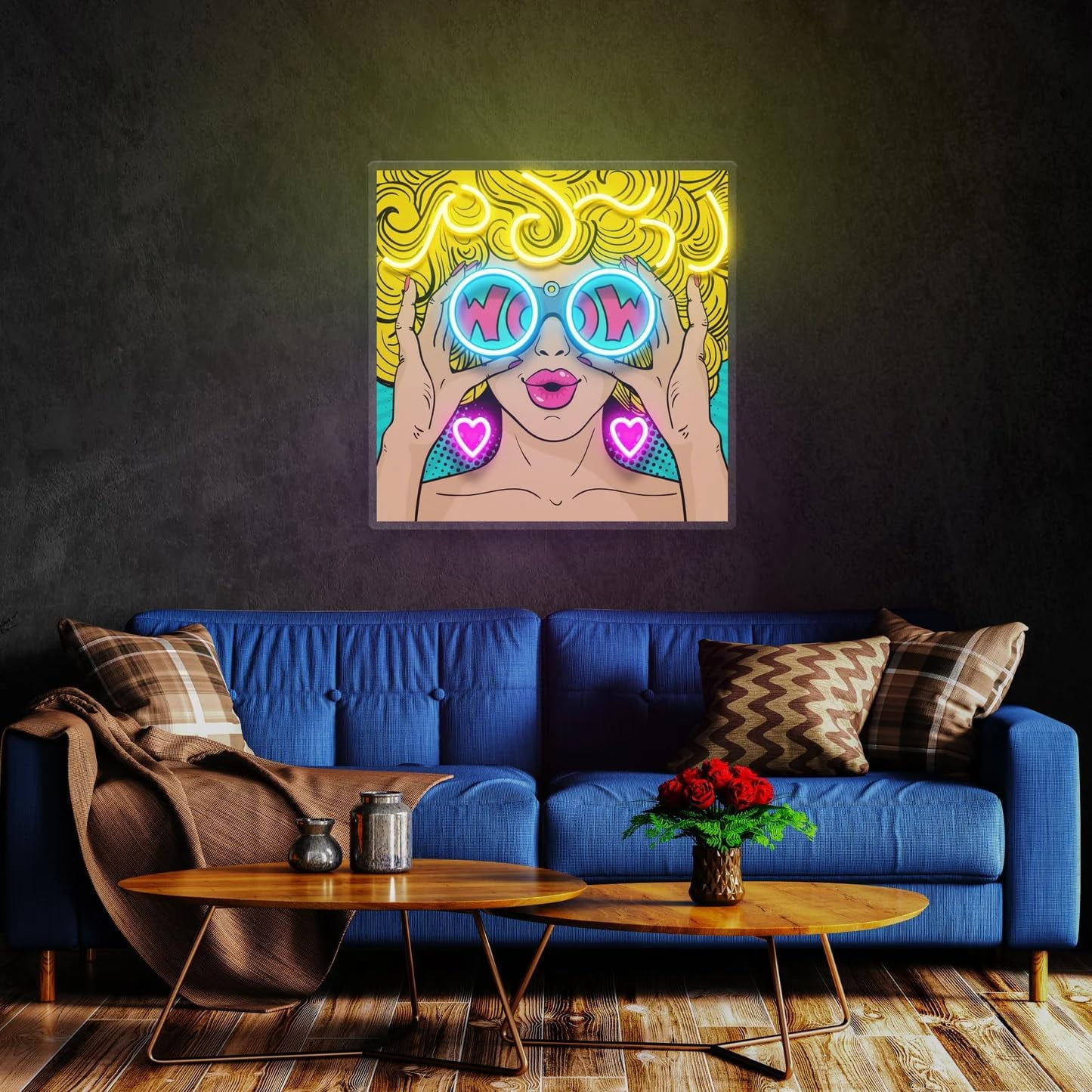 Wow Lady Neon Sign,Girl Neon Sign Acrylic UV Print Painting Girl Neon ...