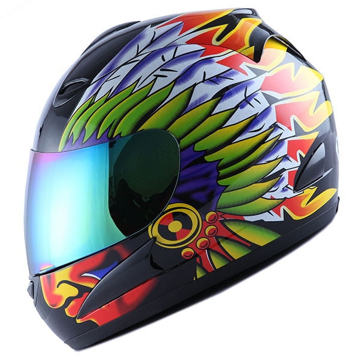 Wow! Adult Chief Indian Black Full Face Motorcycle Helmet, Light Weight ...