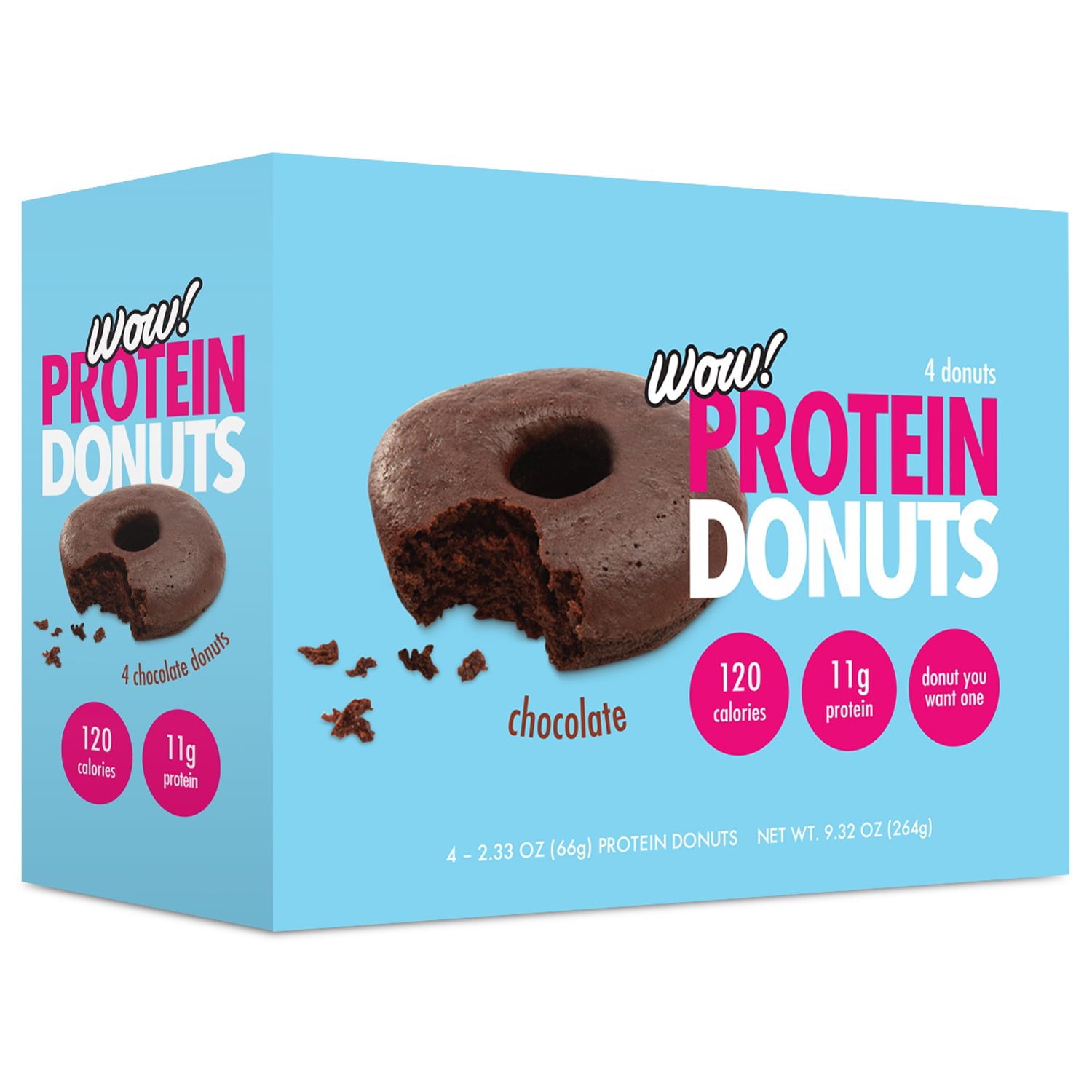Wow Protein Donuts, 11 Grams of Protein, Chocolate, 4 Pk - Walmart.com