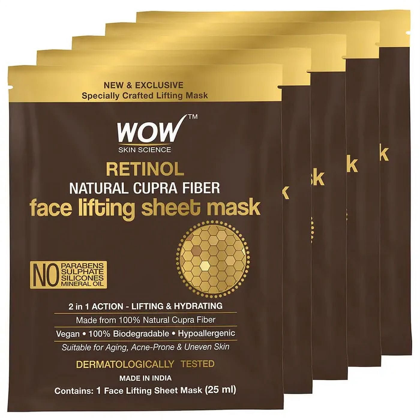 Wow Skin Science Retinol Natural Cupra Fiber Face Lifting Sheet Mask ...