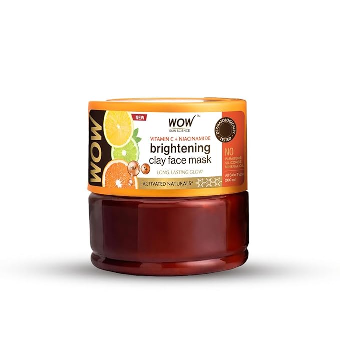 Wow Skin Science Vitamin C Glow Clay Facoba Oil & Bentonite Clay - For ...