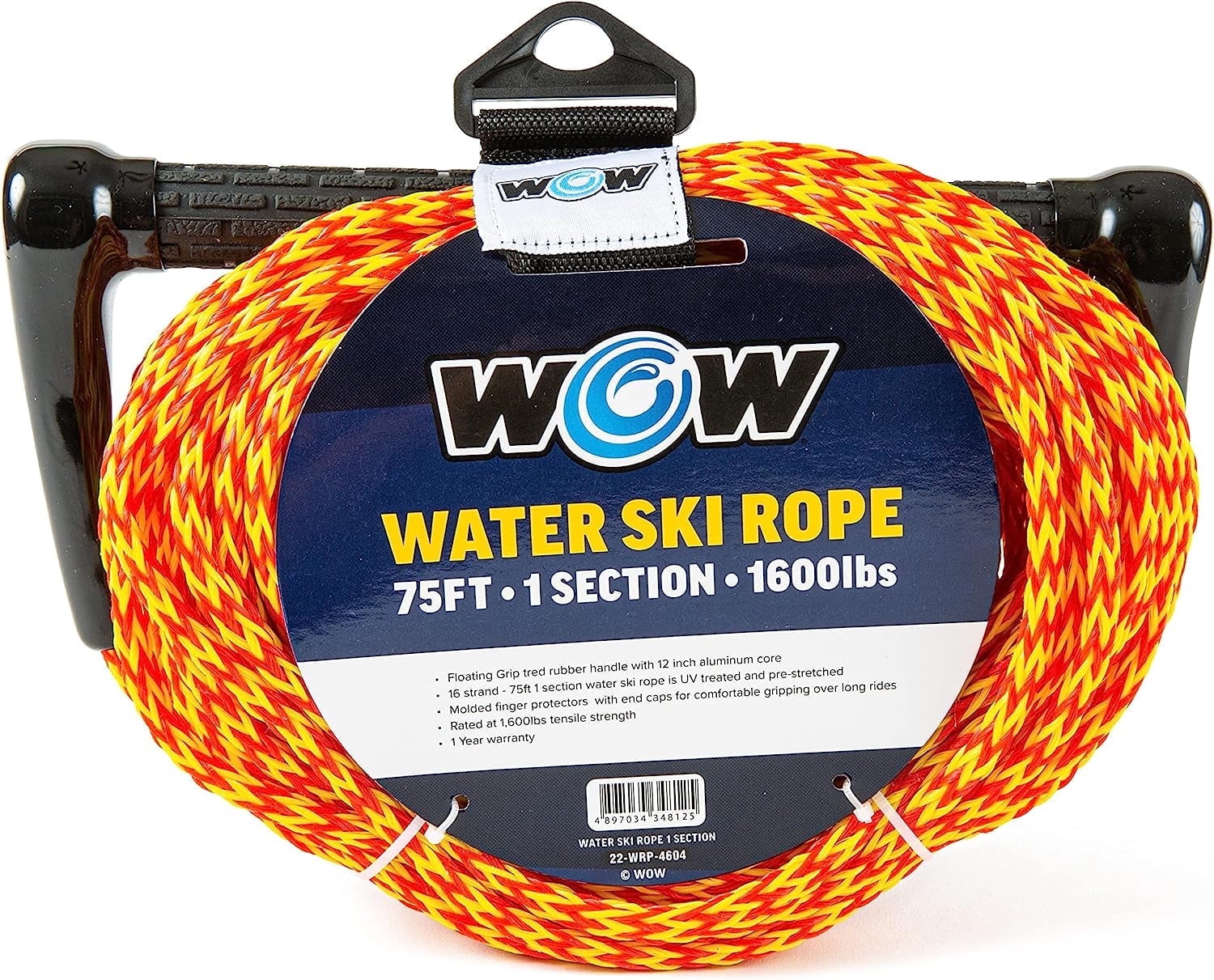 WOW Sports 75' Towing Rope for Waterski and Wakeboard, 1 Section ...