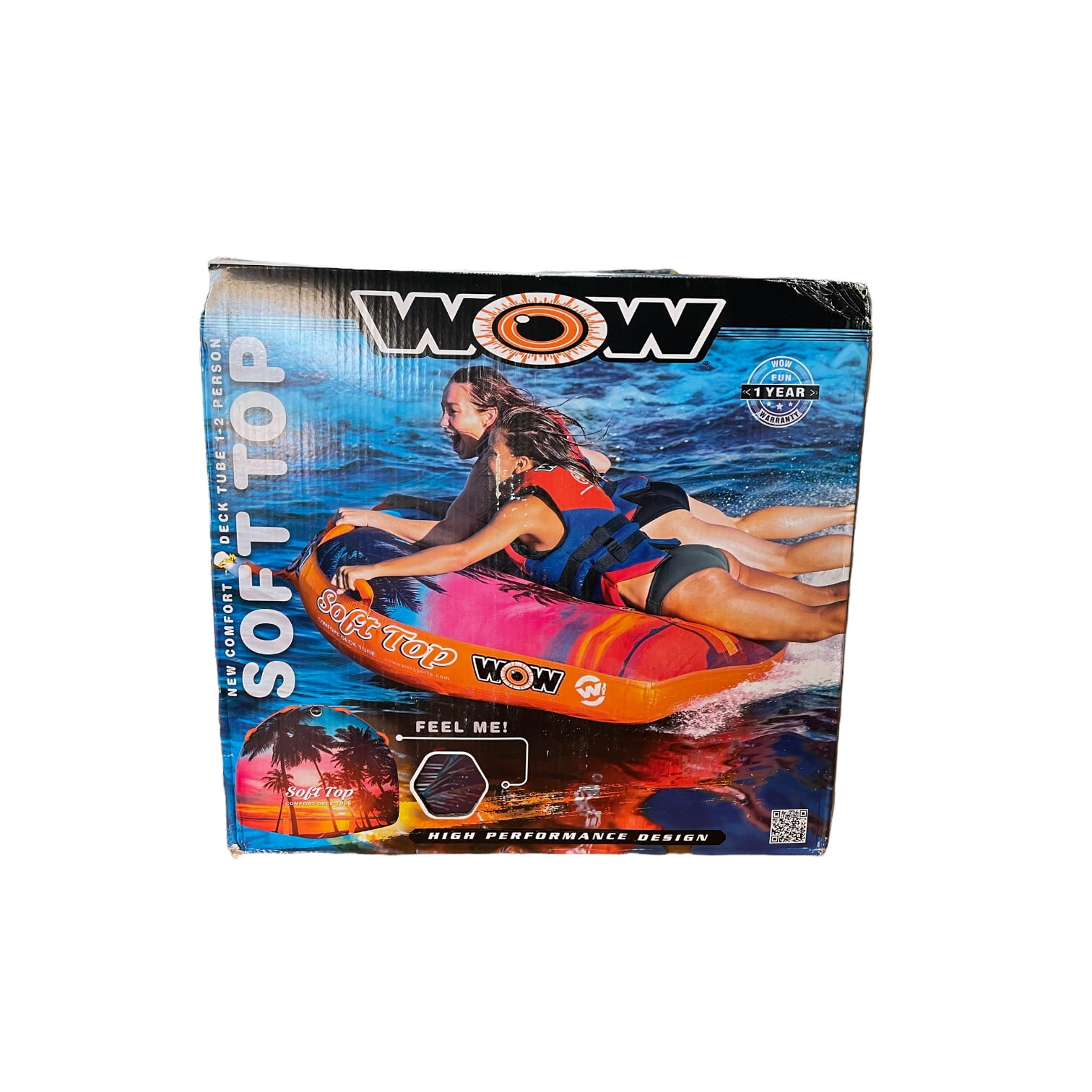 WOW 2 Person Ultra Soft Top Inflatable Towable Tube Water Raft Flat ...