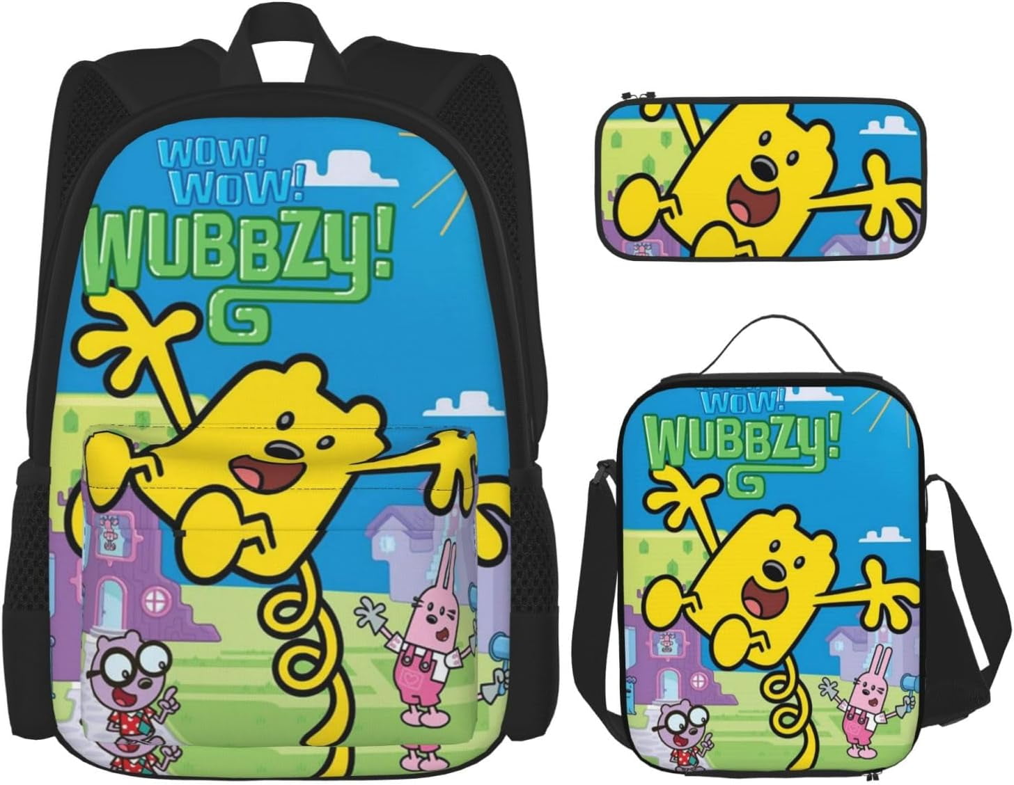 Wow! Wow! Anime Wubbzy! 3 Piece Cartoon Backpack Set Laptop Backpack ...