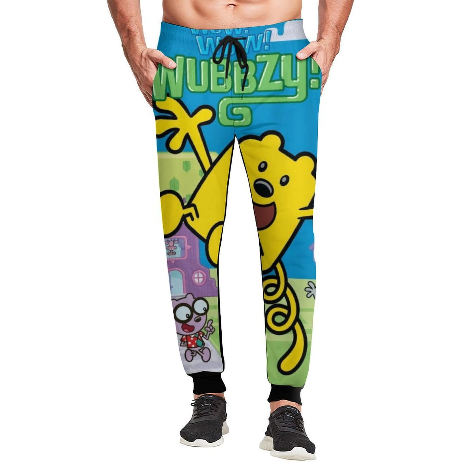 Wow Wow Wubbzy Sweatpants for Men, Novelty Printed Elastic Waist ...