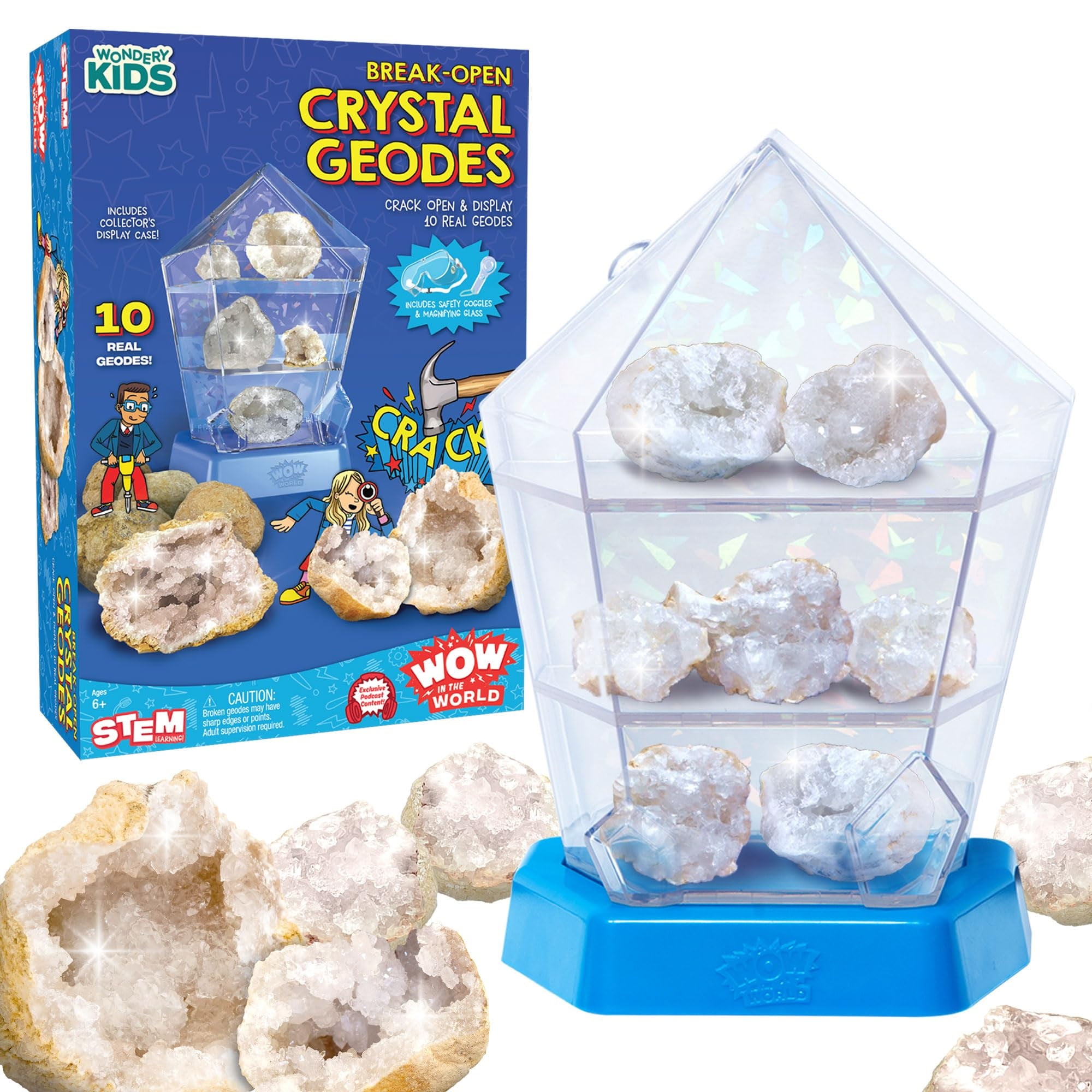 Wow in The World 10 Real Break-Open Crystal Geodes with Display Case ...