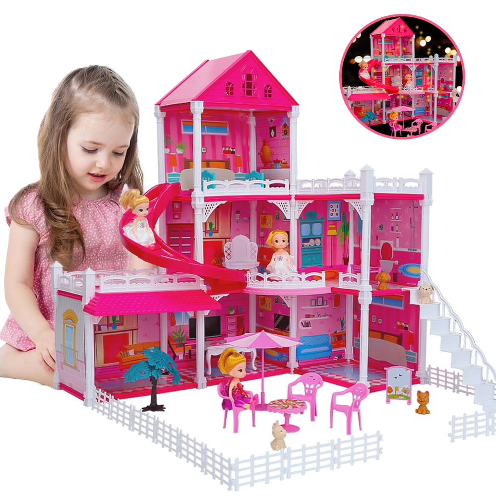 WowSmile Kids Princess Castle Dollhouse, Pink, 11'' - Walmart.com