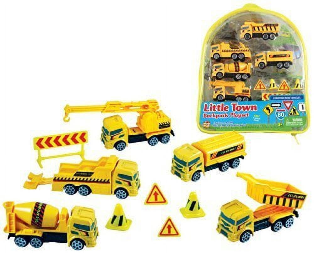 WowToyz Deluxe 10-Piece Construction Vehicles Backpack Playset for Kids ...