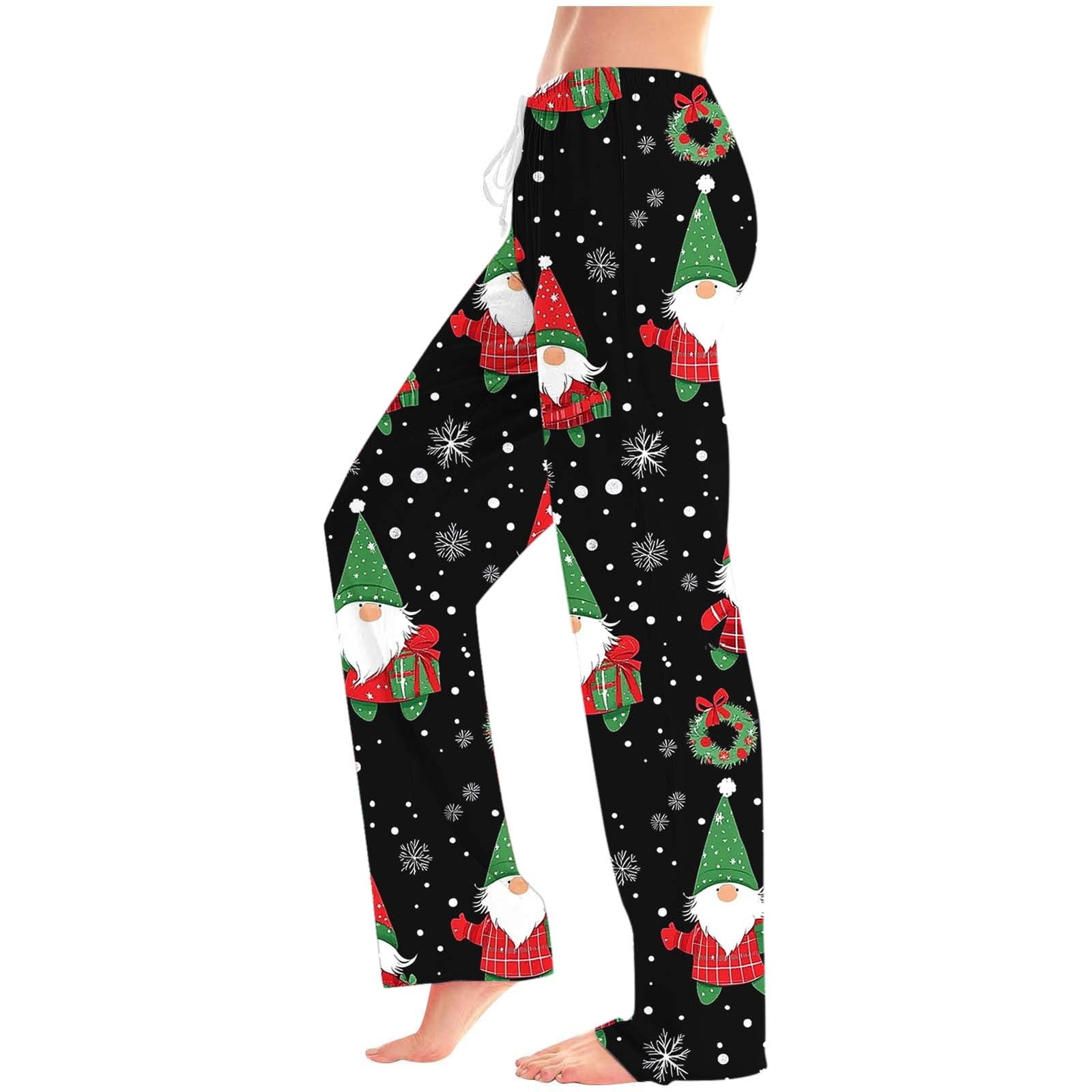 Wowcloth Woman's Christmas Print Casual Pants, Festive Elastic ...