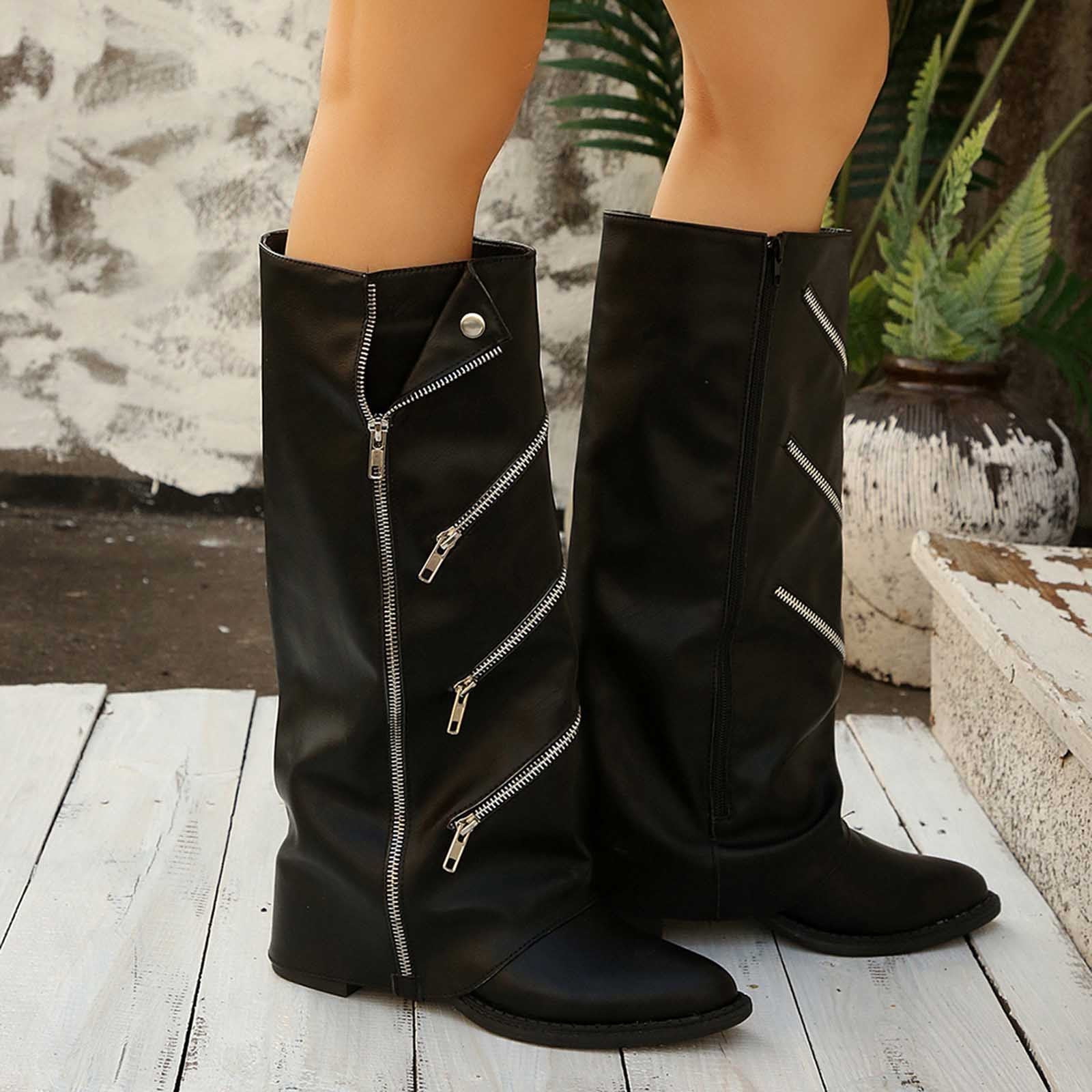 Wowcloth Woman's Knee-High Boots, Fashionable Casual with Zipper ...