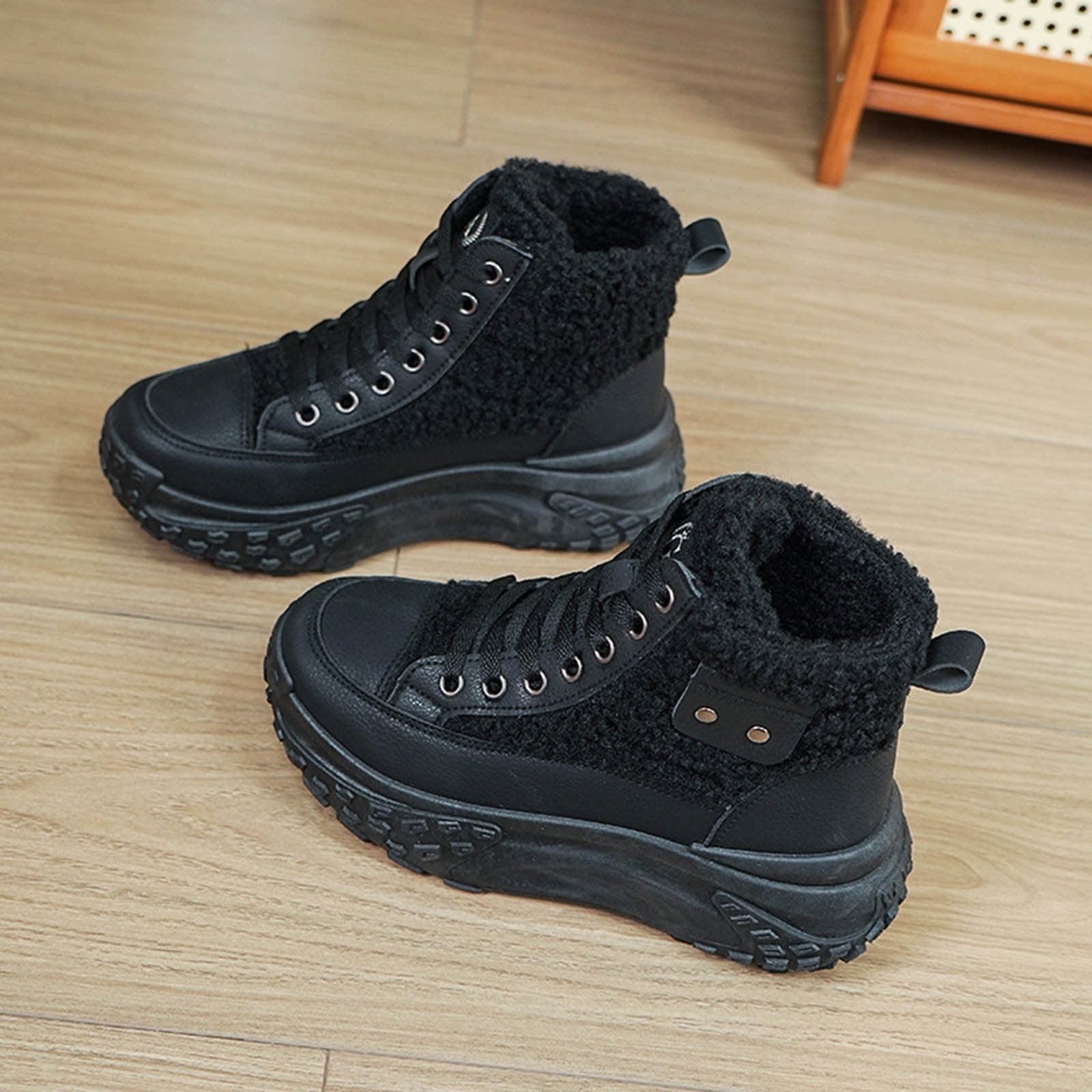Wowcloth Women's Color-Block Short Snow Boots – Lace-Up Design with Non ...