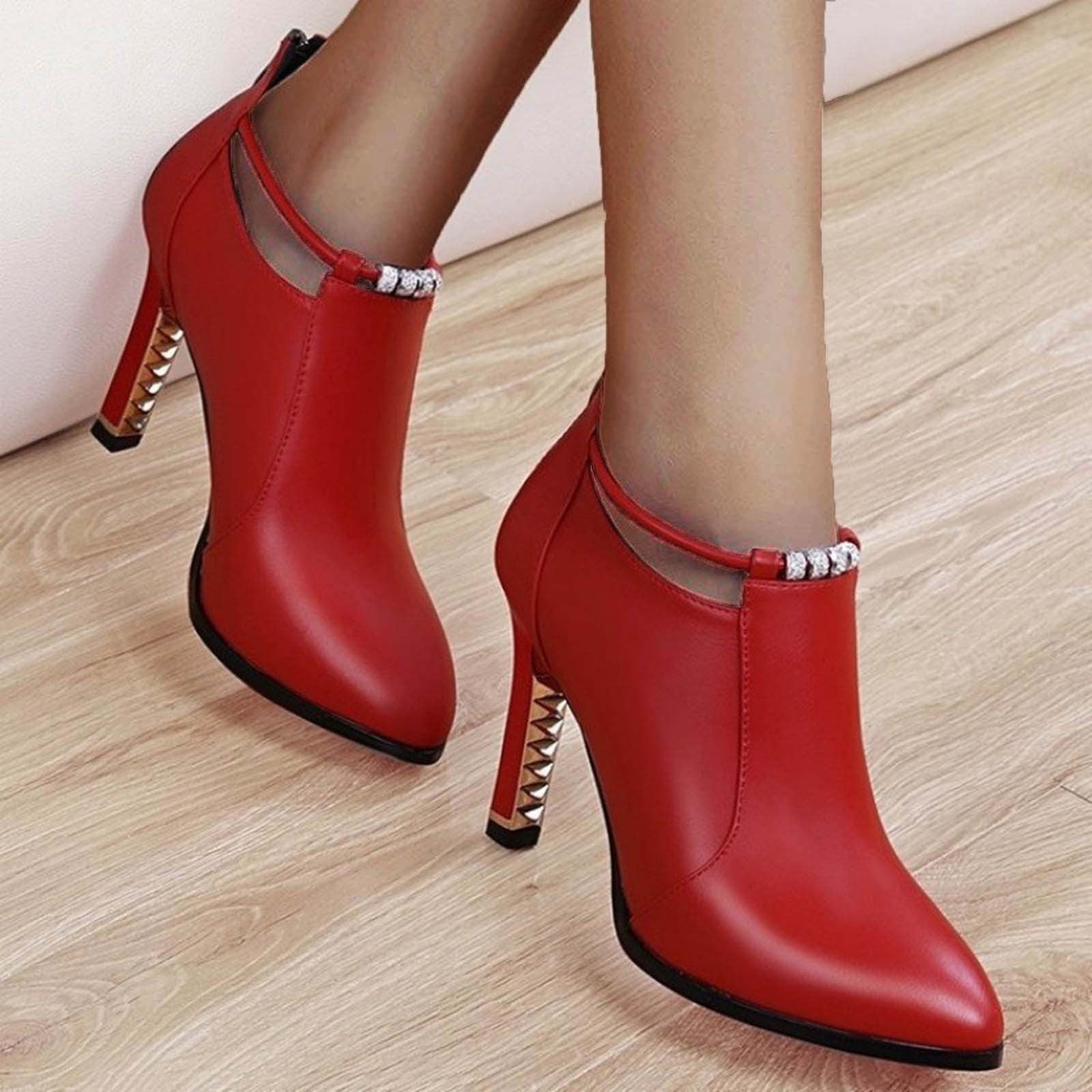 Wowcloth Women's Fashion Ankle Boots – Pointed Toe High Heel Fashion ...