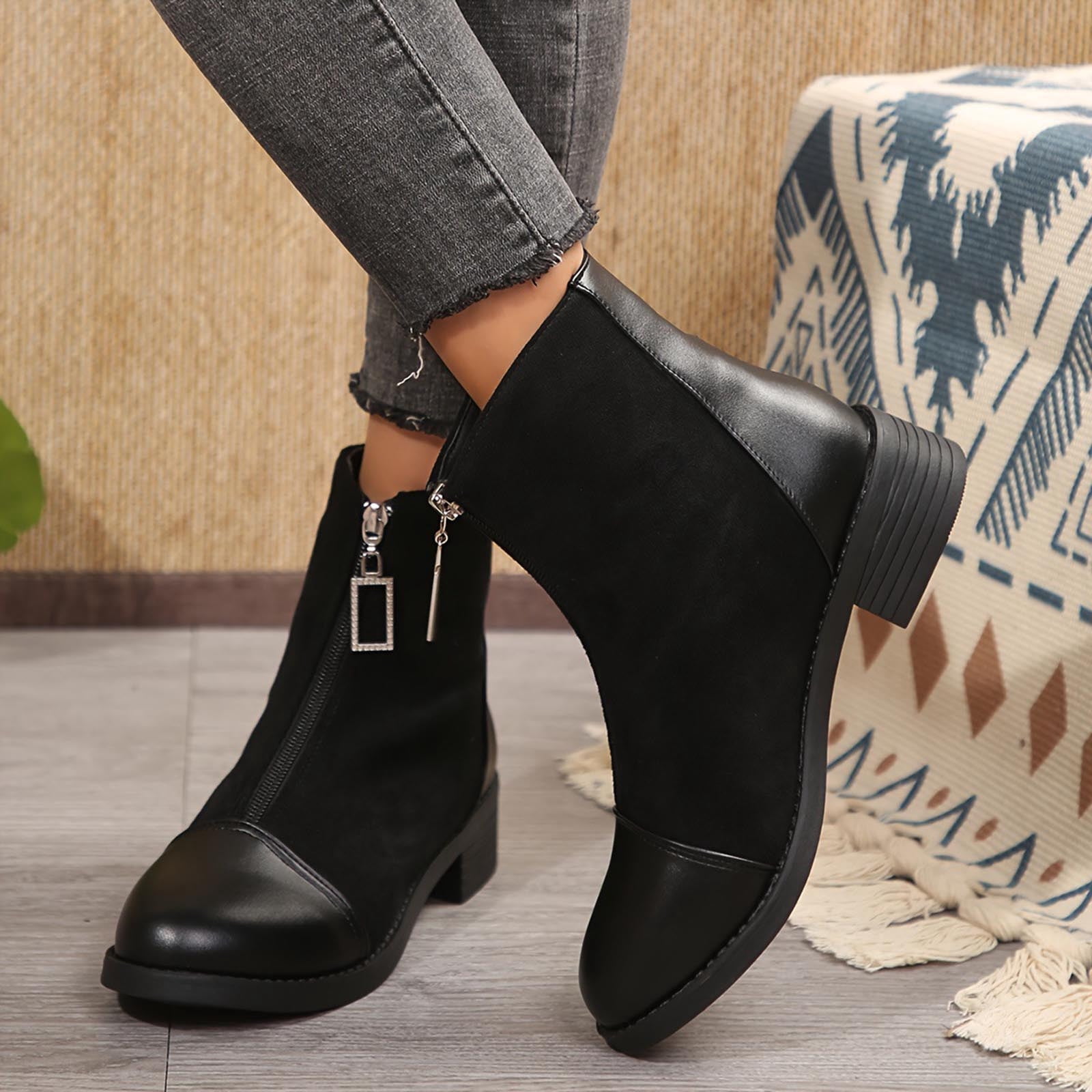 Wowcloth Women's Fashion Casual Ankle Boots – Solid Color & Contrast ...