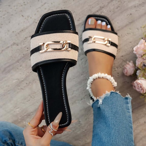 Wowcloth Women's Fashion Casual Sandals - Open-Toe Head Flat Slides ...