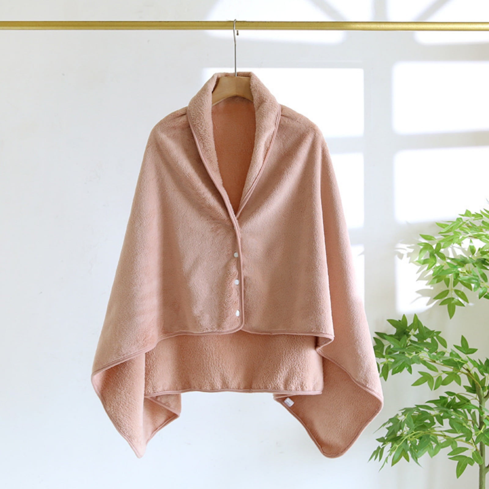 Wowcloth Women's Flannel Shawl Cape, Thickened Solid Color, Warm Winter ...