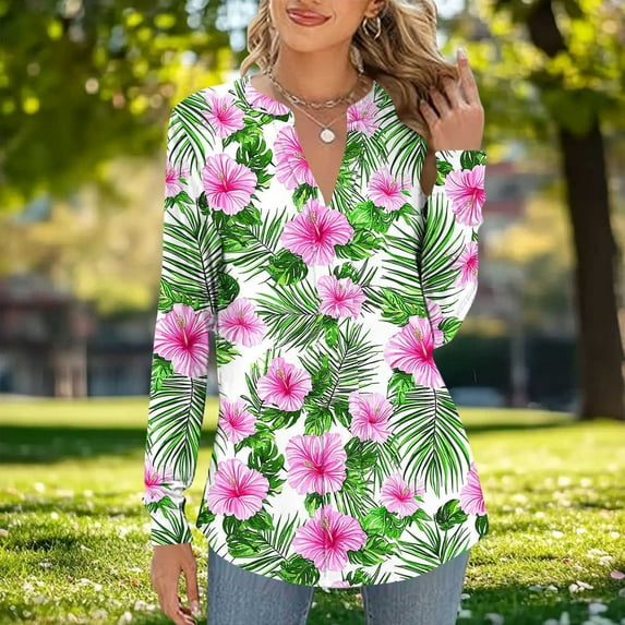 Wowcloth Women's Long Sleeve T-Shirt with Abstract Print, Round Neck ...