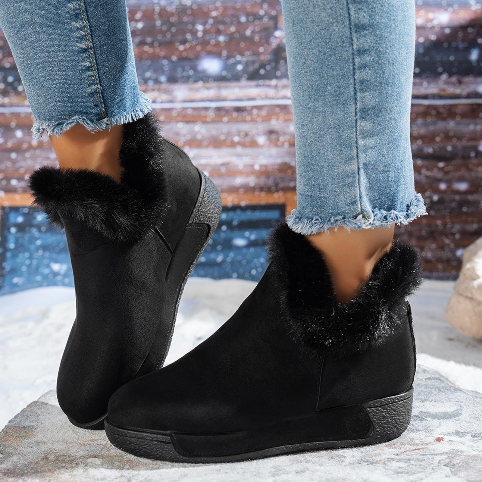 Wowcloth Women's Snow Boots – Plush Fleece Lining, Thick Platform Sole ...
