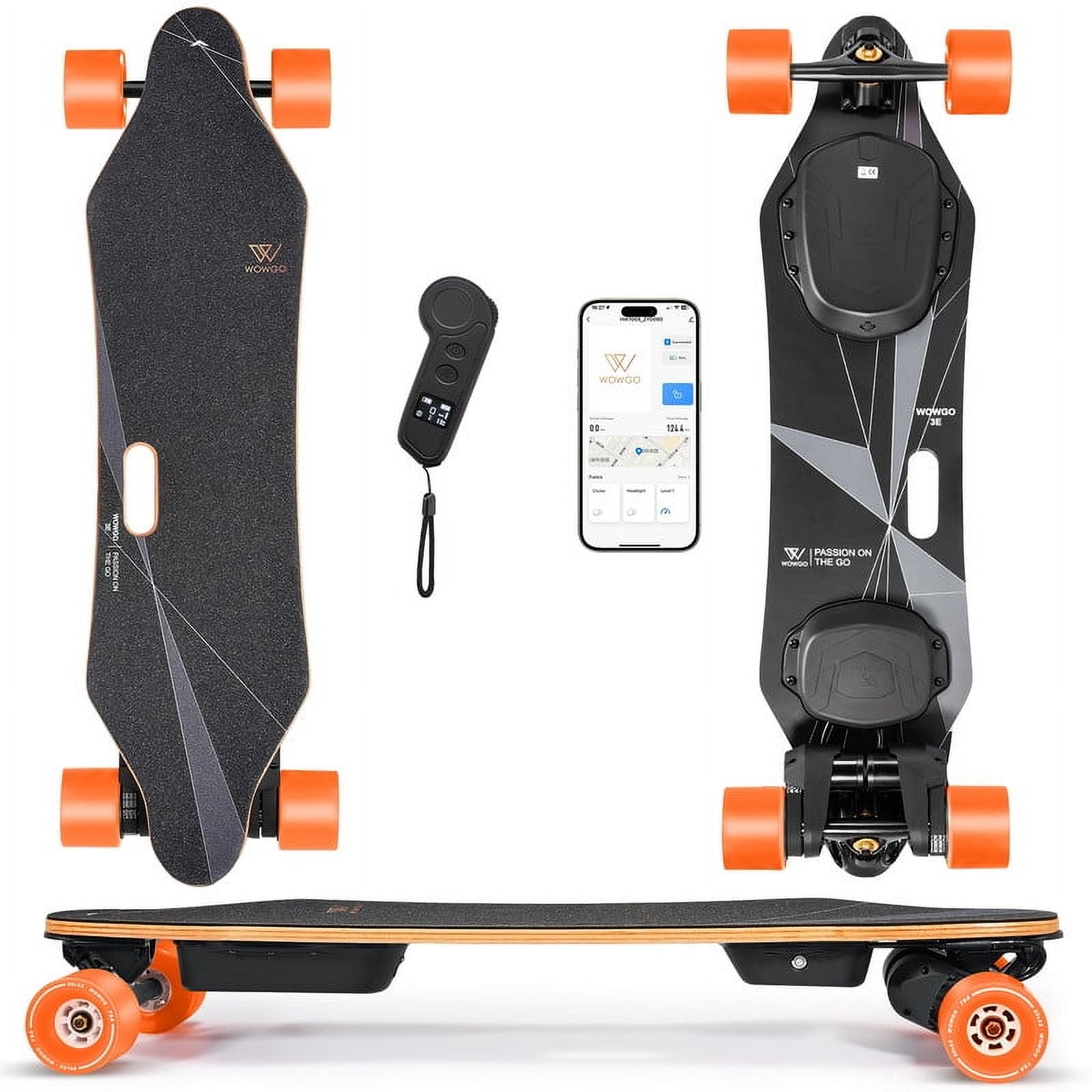 WOWGO 3E Electric Longboard, 650W, App Control, 29mph Speed, 13mile ...