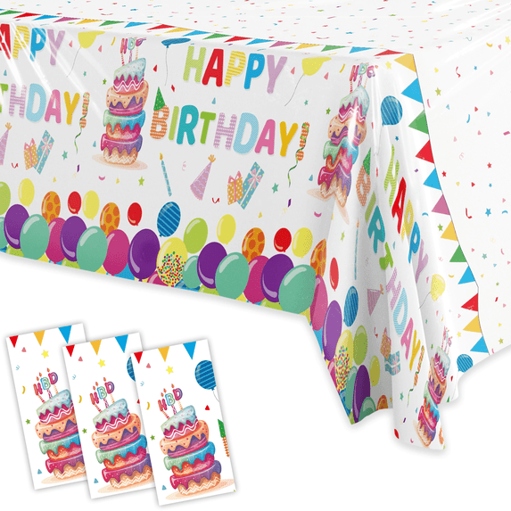 Wowhub Plastic Birthday Tablecloth, Disposable Happy Birthday ...