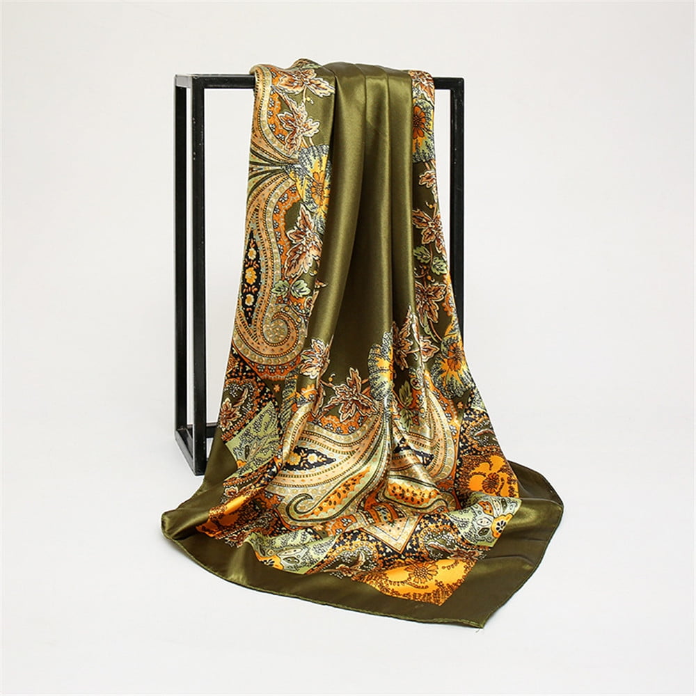 Wowkaka 90 x 90 cm Large Square Scarves for Women Silky Like Headscarf ...