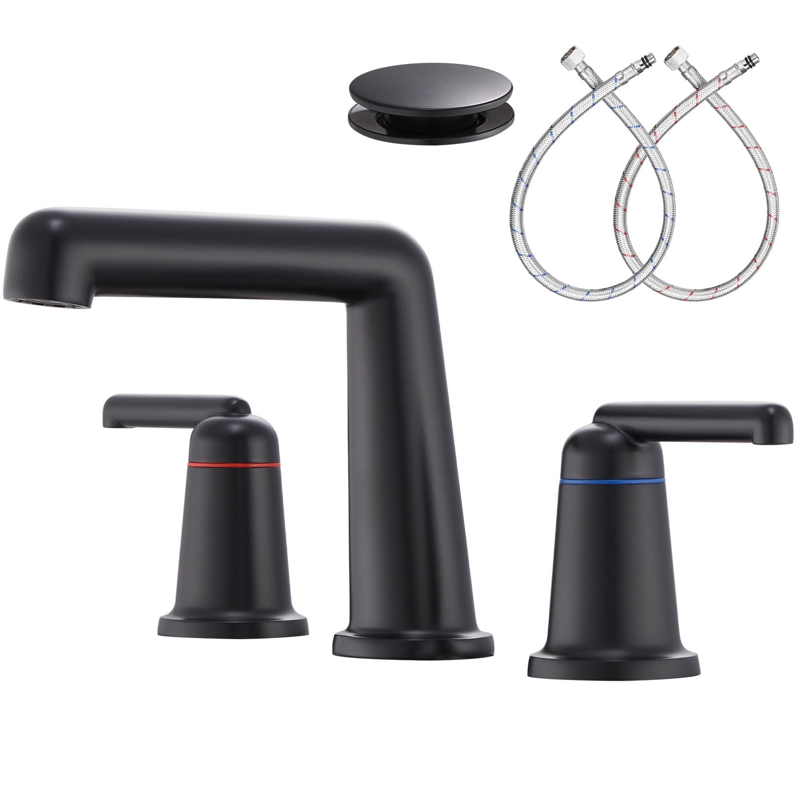 Wowkk 3 Hole Bathroom Faucet 2 Handle Widespread Bathroom Sink Faucet ...