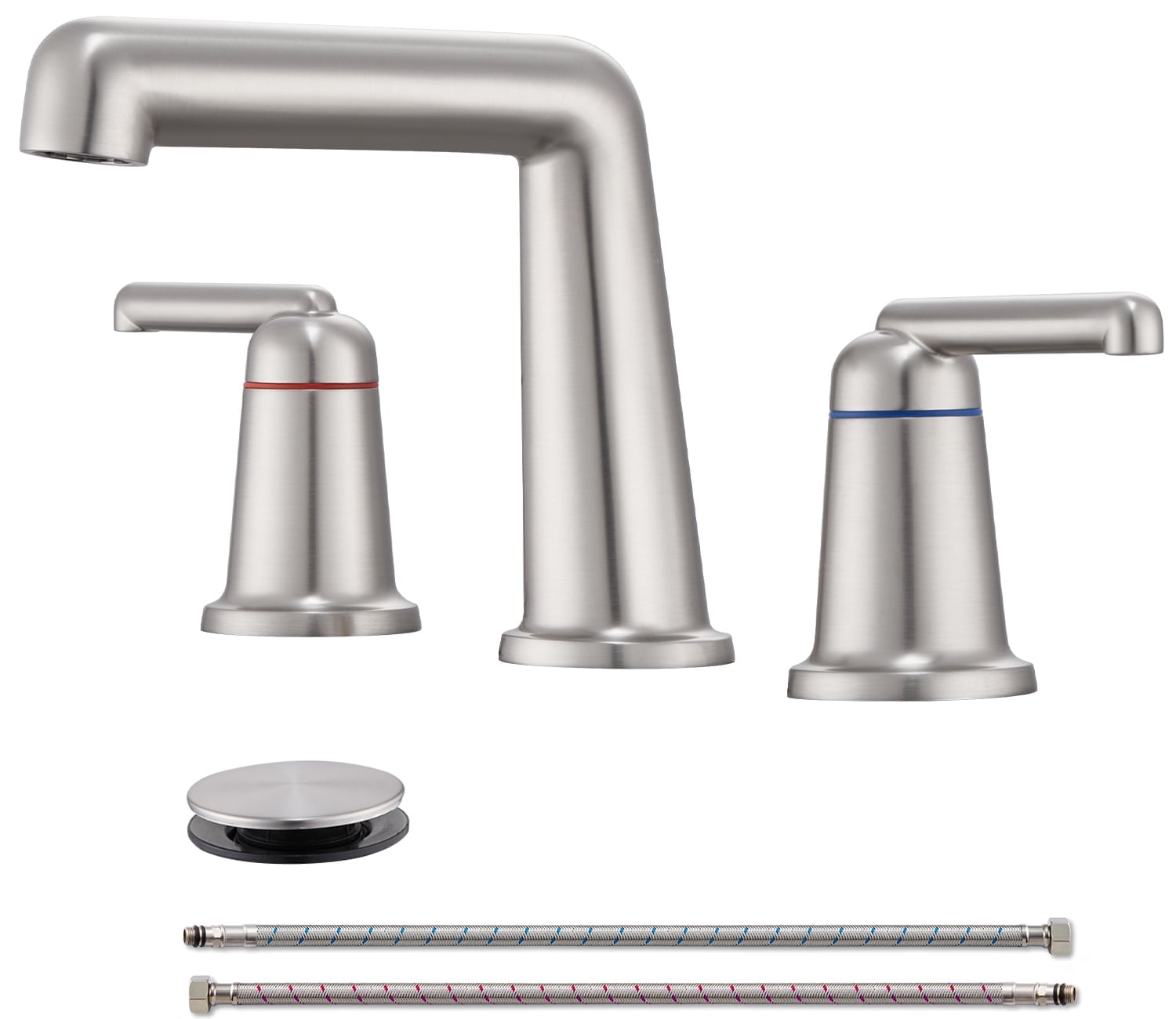 Wowkk 3 Hole Bathroom Faucet 2 Handle Widespread Bathroom Sink Faucet ...