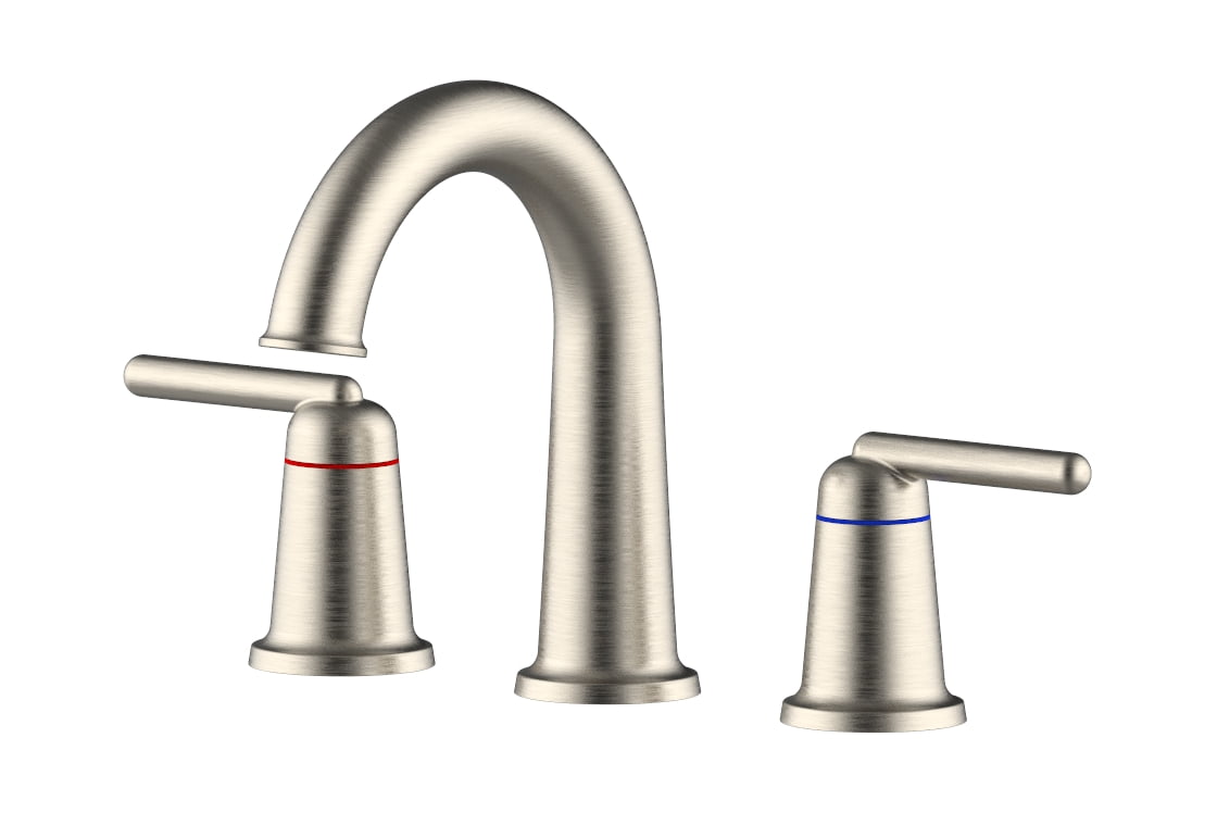 Wowkk Bathroom Sink Faucet, Brushed Nickel Bathroom Faucet 2 Handles 3 ...