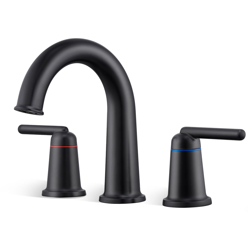 Wowkk Bathroom Sink Faucet, Matte Black Bathroom Faucet 2 Handles 3 ...