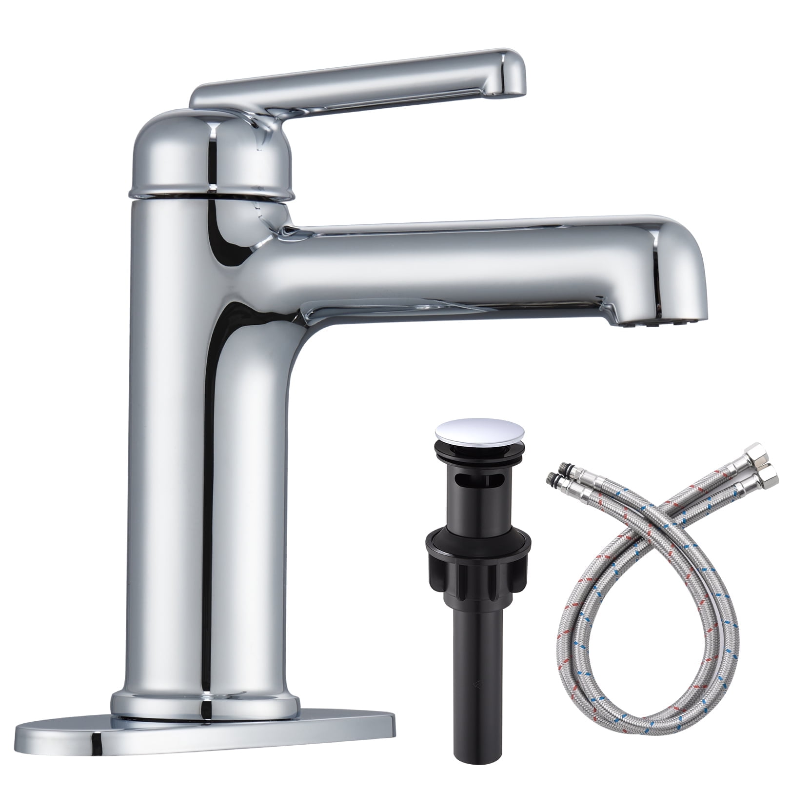 Wowkk Bathroom Sink Faucets Solid Brass Single Handle Bathroom Faucets ...
