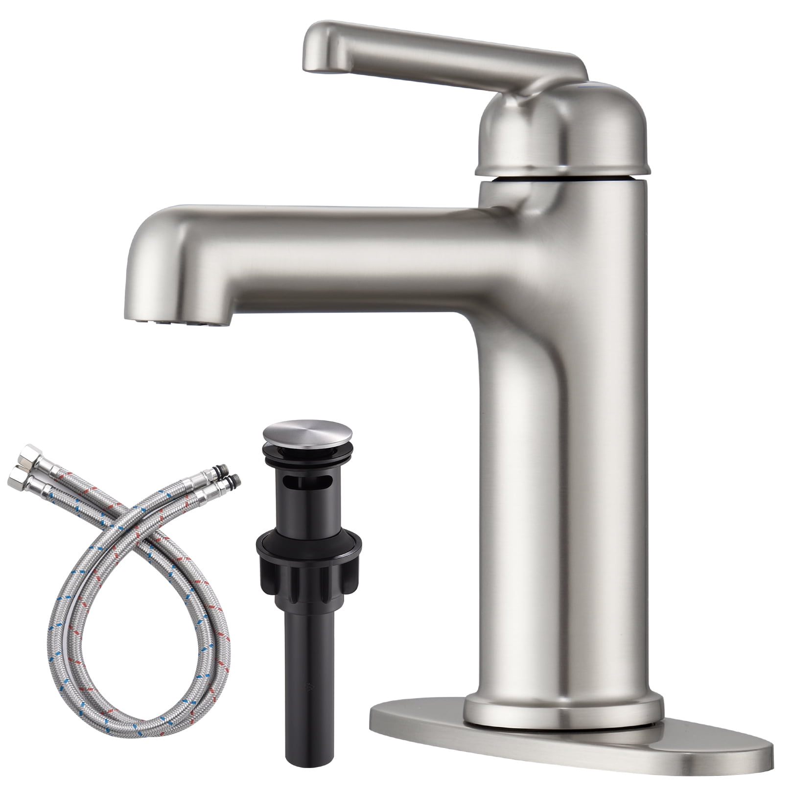 Wowkk Bathroom Sink Faucets Brass Single Handle Bathroom Faucets with ...