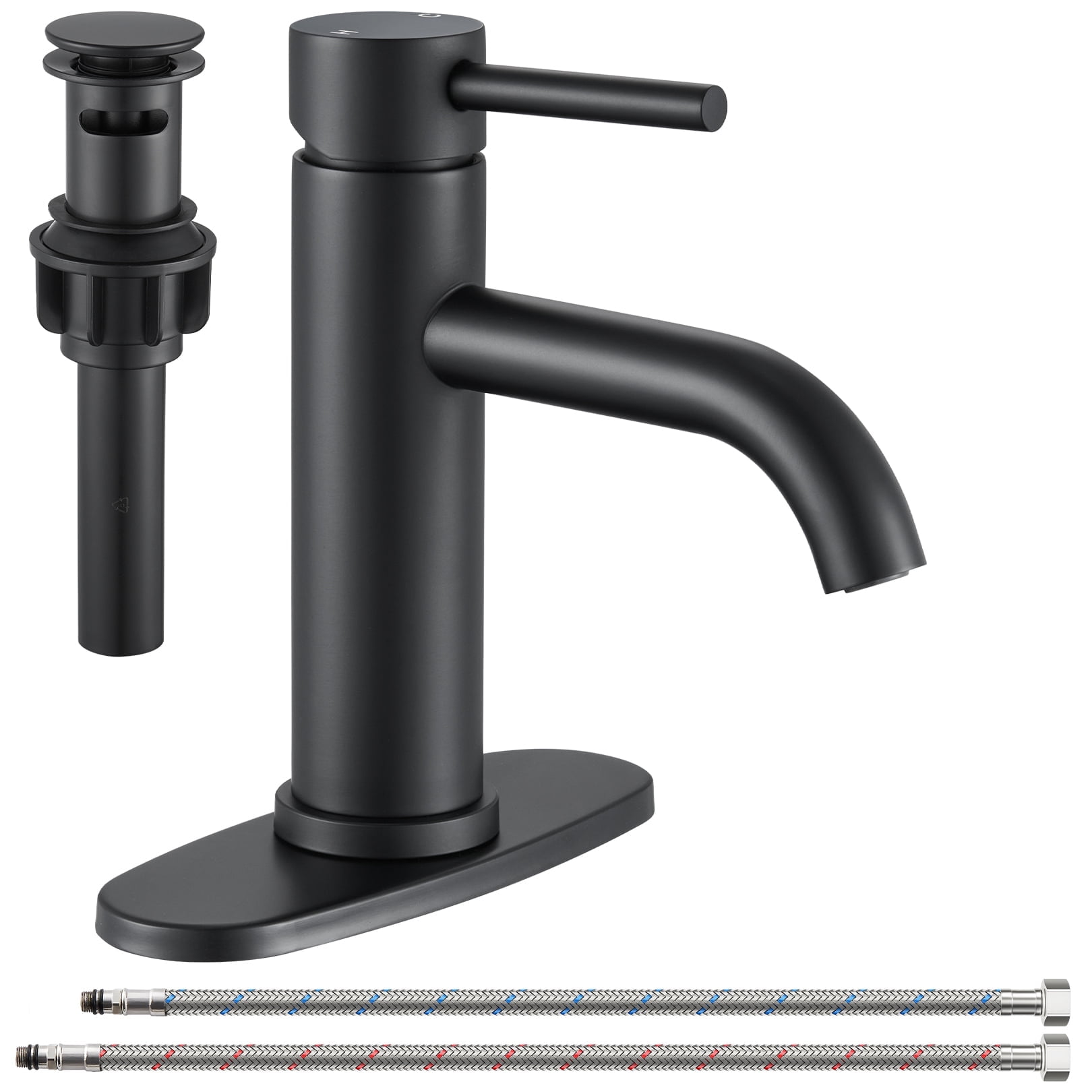 Wowkk Sanitary Ware Black Bathroom Faucets Stainless Steel Single ...